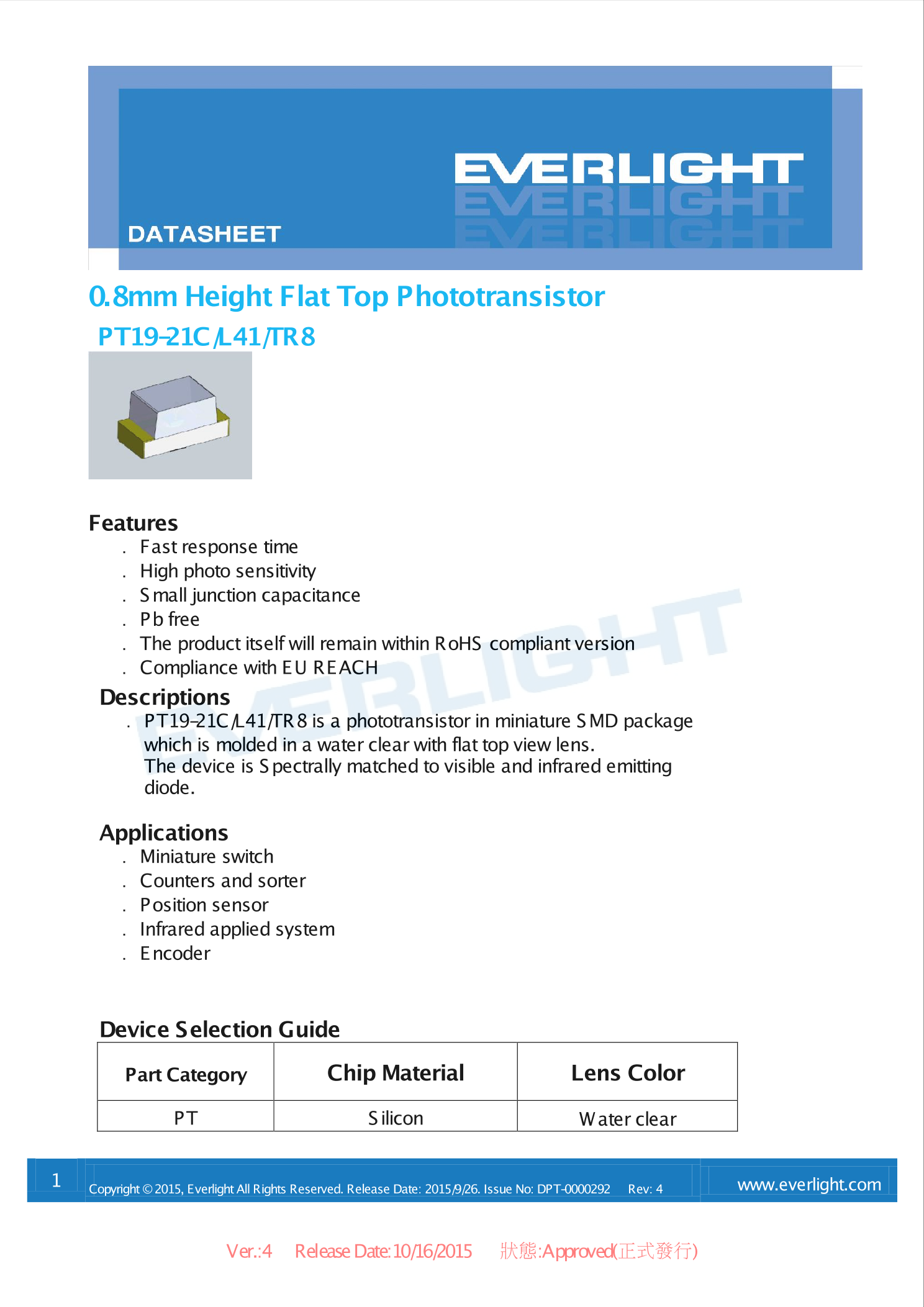 PT19-21C/L41/TR8(GH)_（EVERLIGHT(亿光)）PT19-21C/L41/TR8(GH)中文资料_价格_PDF手册-立创电子商城