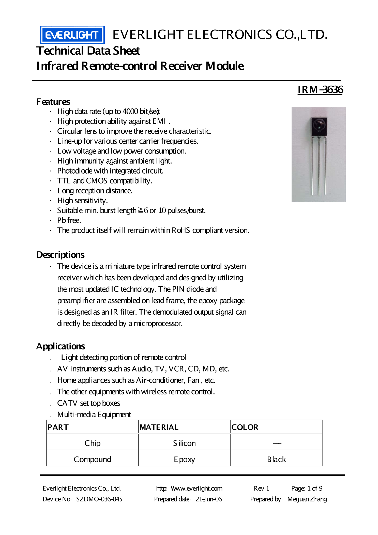 IRM-3636_（EVERLIGHT(亿光)）IRM-3636中文资料_价格_PDF手册-立创电子商城