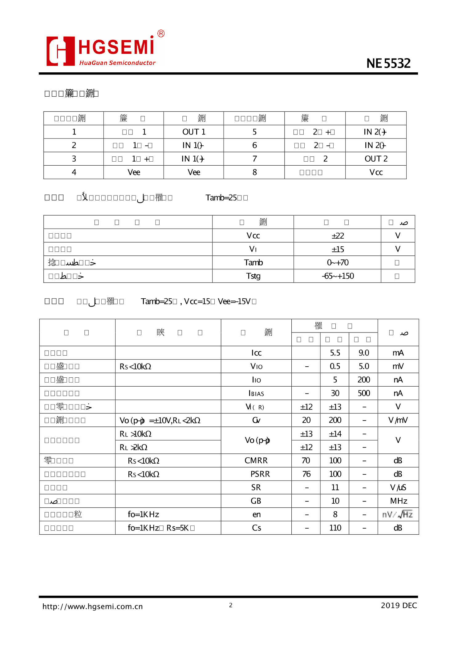 NE5532N_（HGSEMI(华冠)）NE5532N中文资料_价格_PDF手册-立创电子商城