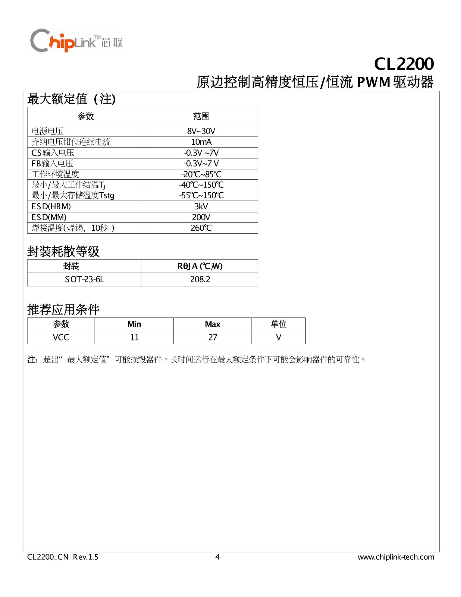 CL2200_（CHIPLINK(芯联)）CL2200中文资料_价格_PDF手册-立创电子商城