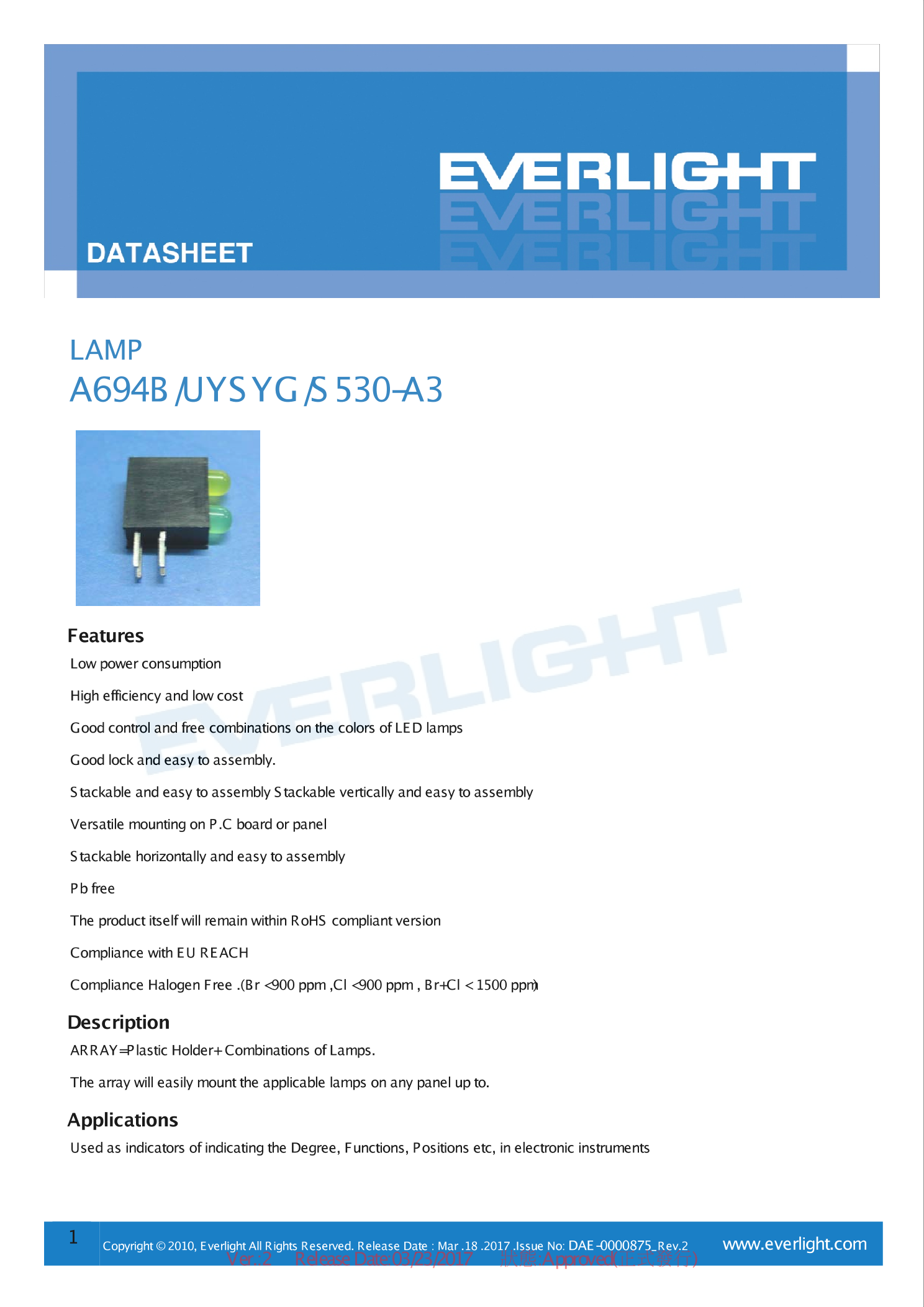 A694B/UYSYG/S530-A3_（EVERLIGHT(亿光)）A694B/UYSYG/S530-A3中文资料_价格_PDF手册-立创电子商城