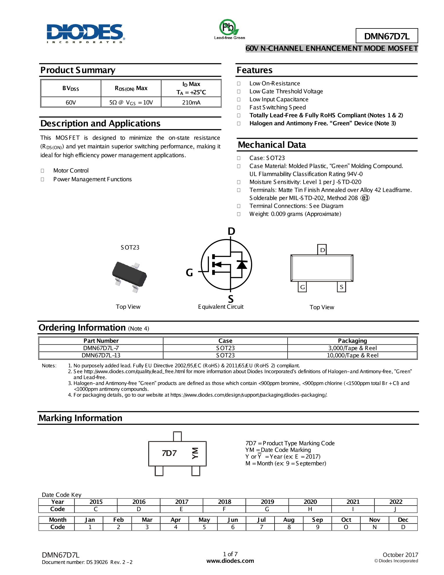 DMN67D7L-7_（DIODES(美台)）DMN67D7L-7中文资料_价格_PDF手册-立创电子商城