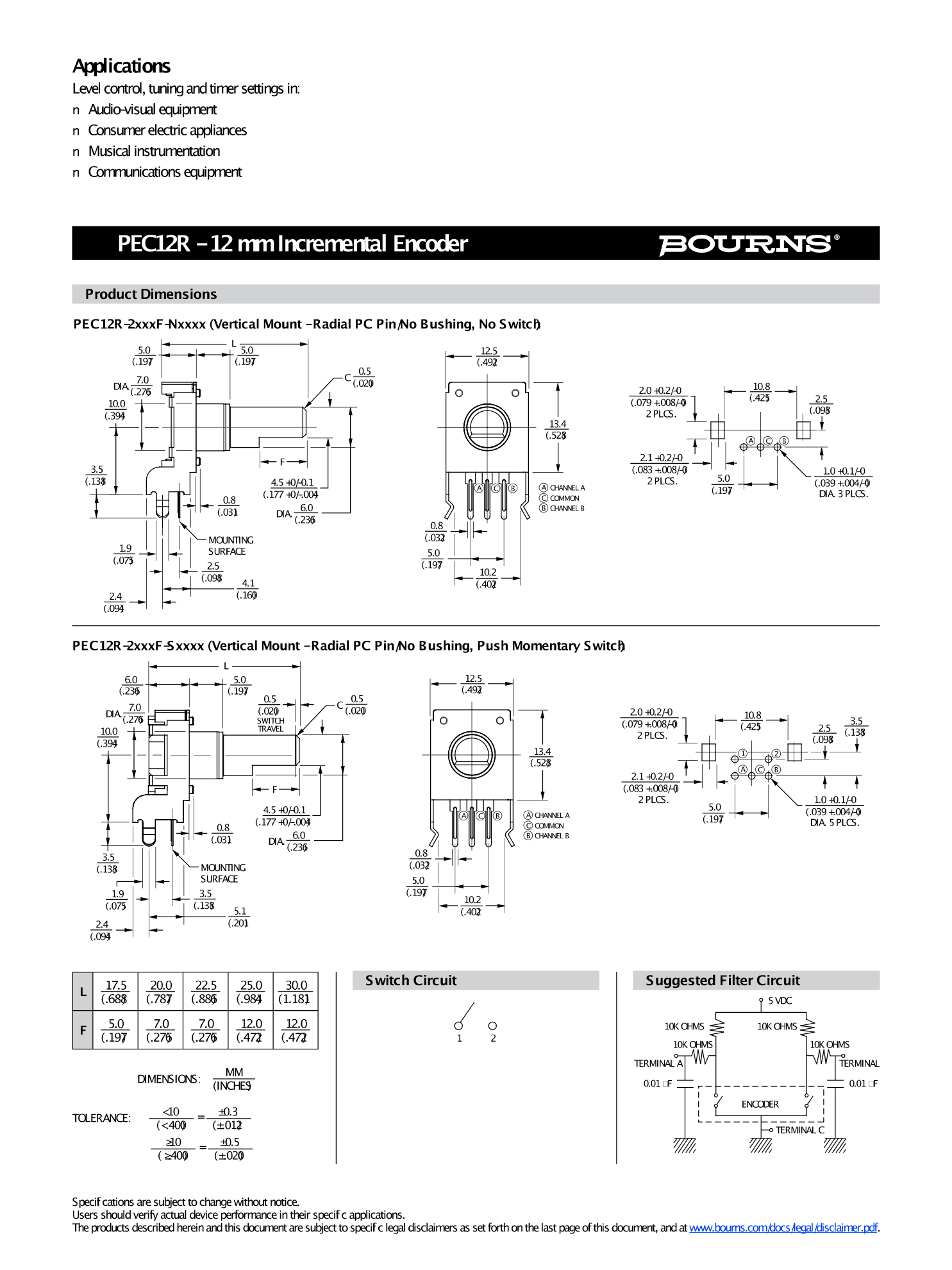 PEC12R-4120F-S0012_（BOURNS）PEC12R-4120F-S0012中文资料_价格_PDF手册-立创电子商城