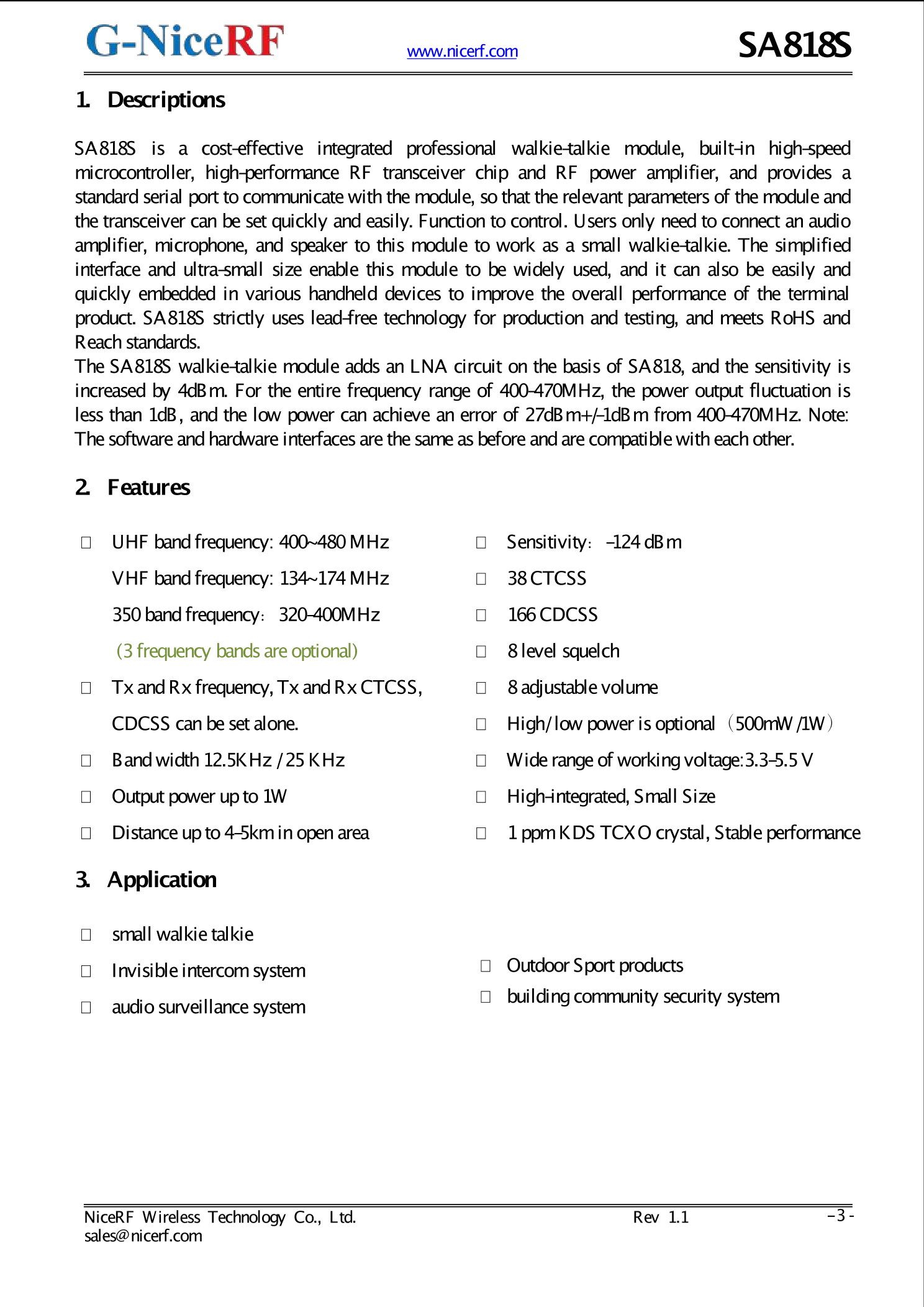 SA818S-U_（G-NiceRF(思为无线)）SA818S-U中文资料_价格_PDF手册-立创电子商城