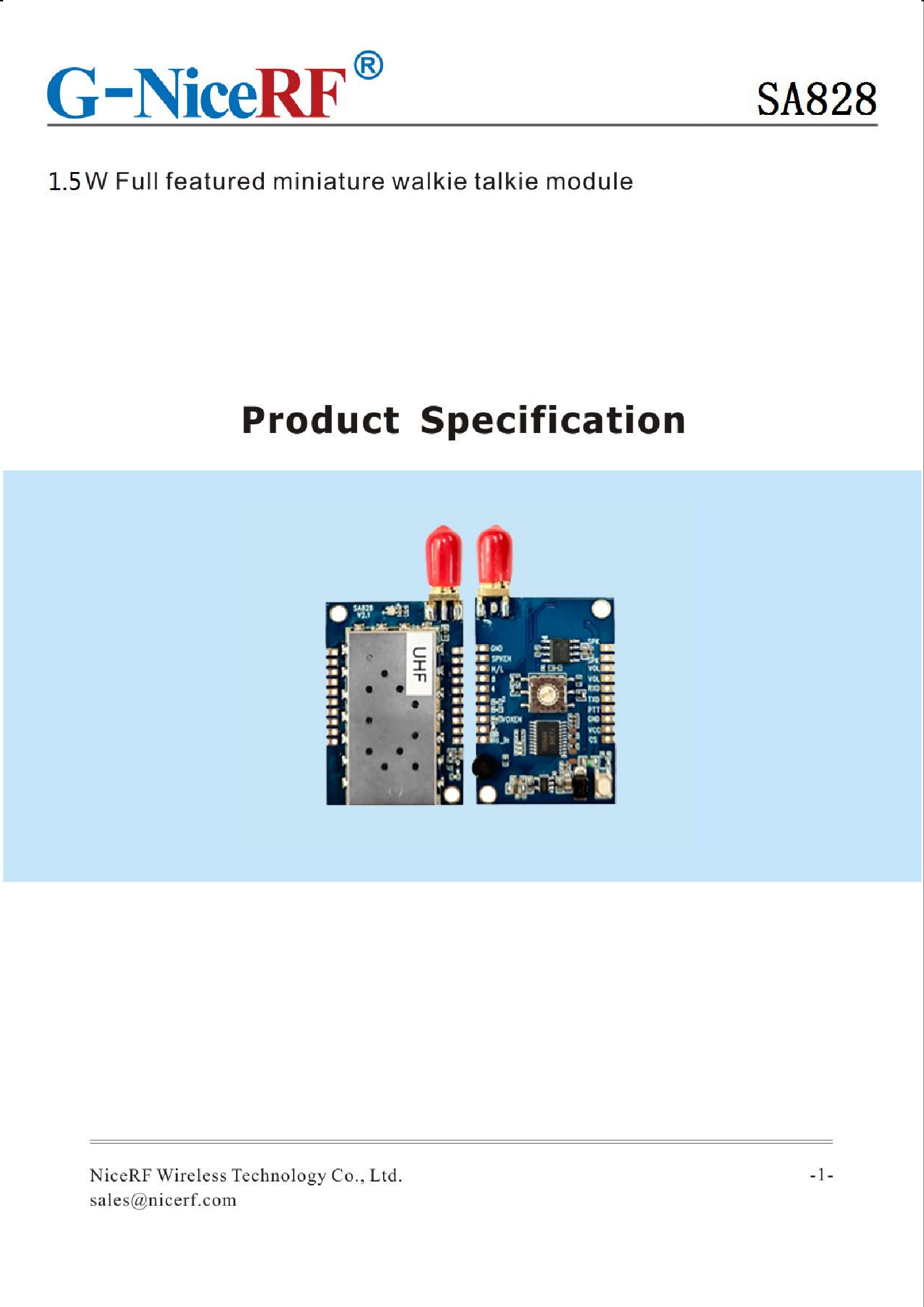 SA828-U_（G-NiceRF(思为无线)）SA828-U中文资料_价格_PDF手册-立创电子商城