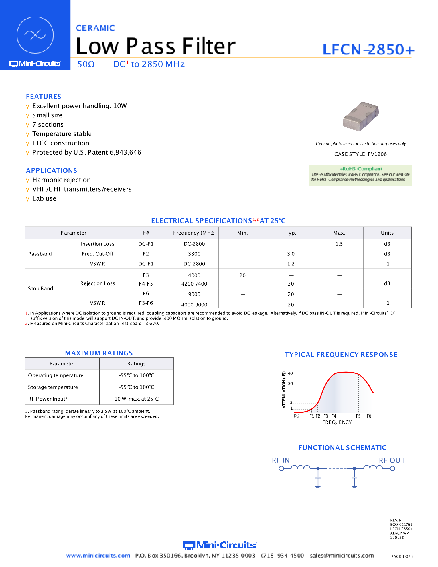 LFCN-2850+_（Mini-Circuits）LFCN-2850+中文资料_价格_PDF手册-立创电子商城