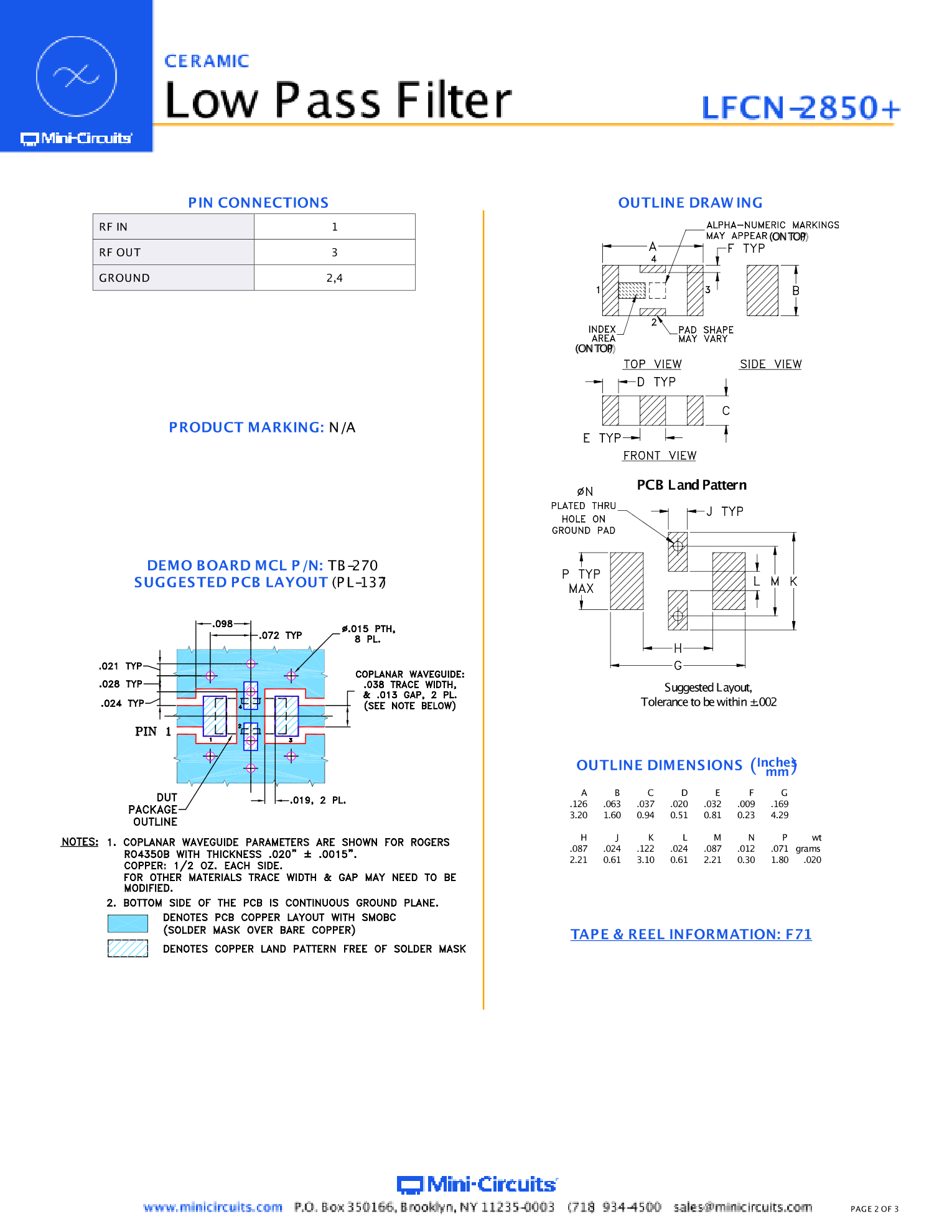 LFCN-2850+_（Mini-Circuits）LFCN-2850+中文资料_价格_PDF手册-立创电子商城