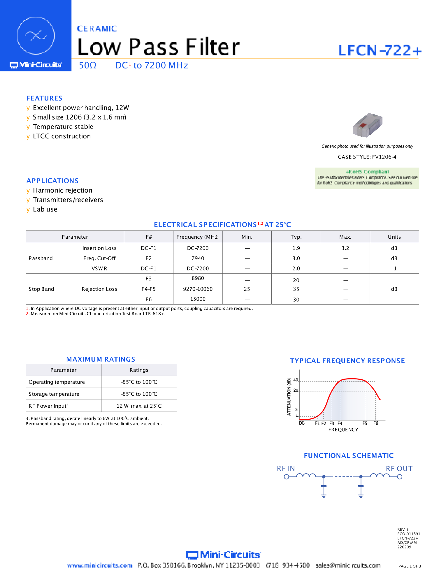 LFCN-722+_（Mini-Circuits）LFCN-722+中文资料_价格_PDF手册-立创电子商城