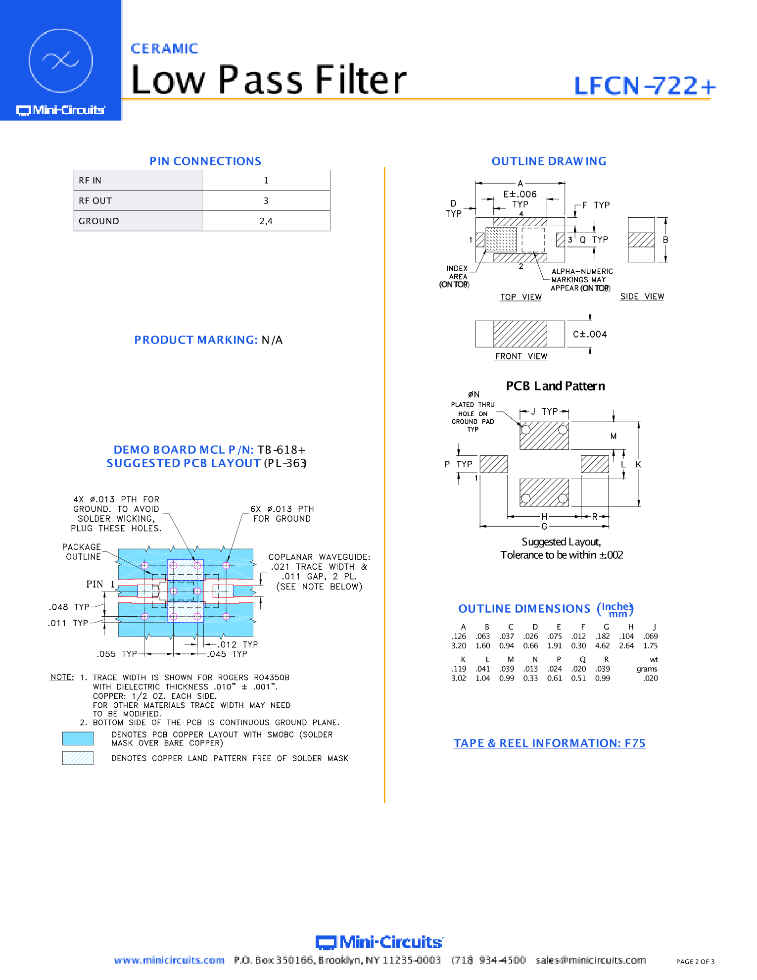 LFCN-722+_（Mini-Circuits）LFCN-722+中文资料_价格_PDF手册-立创电子商城