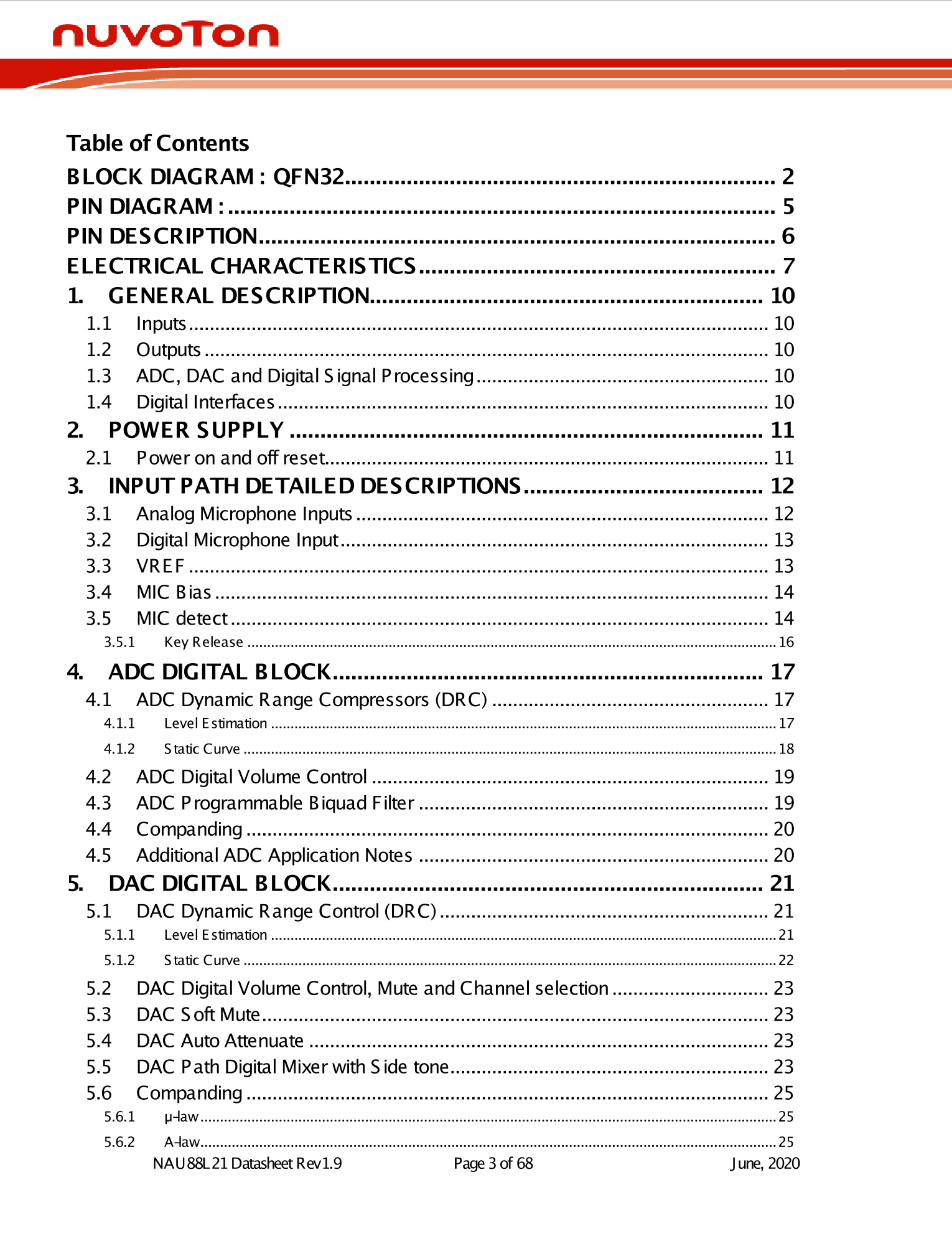 NAU88L21YG_（NUVOTON(新唐)）NAU88L21YG中文资料_价格_PDF手册-立创电子商城