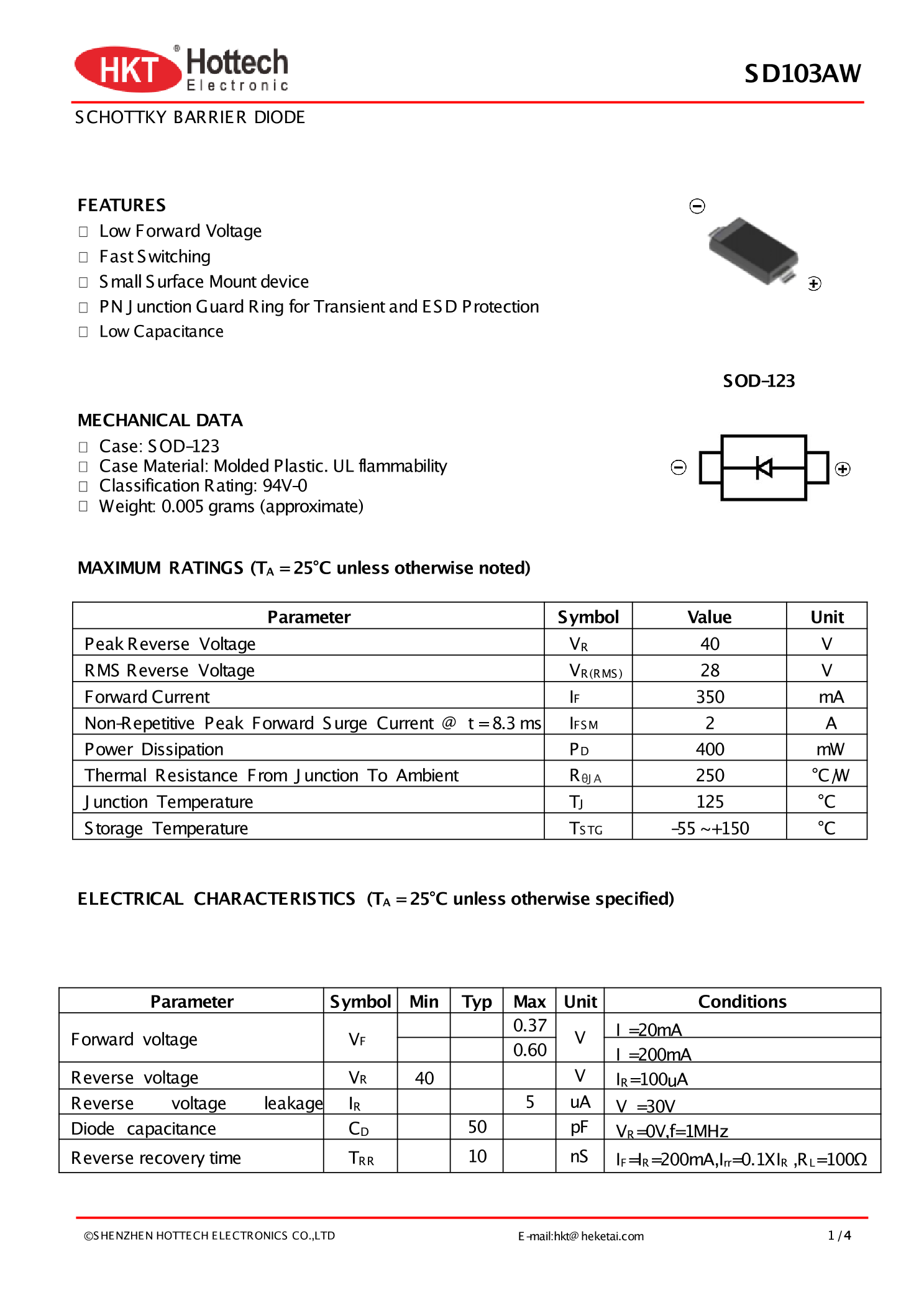 SD103AW_（Hottech(合科泰)）SD103AW中文资料_价格_PDF手册-立创电子商城
