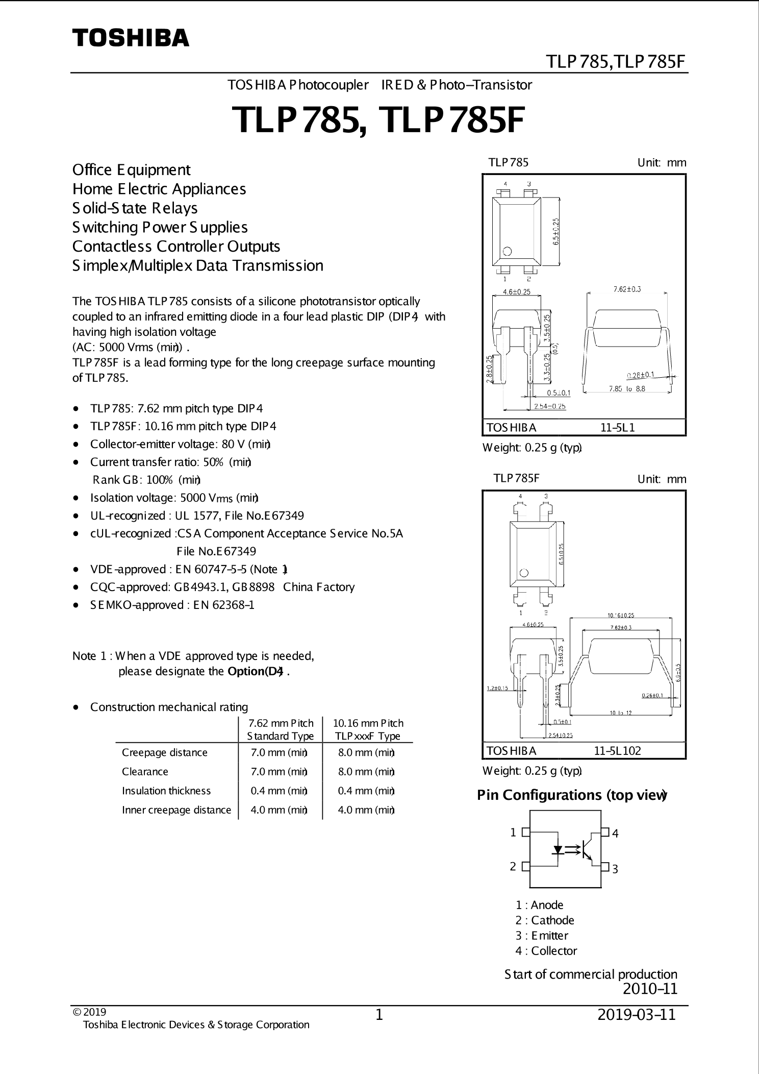 TLP785(BL-TP6,F(C_（TOSHIBA(东芝)）TLP785(BL-TP6,F(C中文资料_价格_PDF手册-立创电子商城