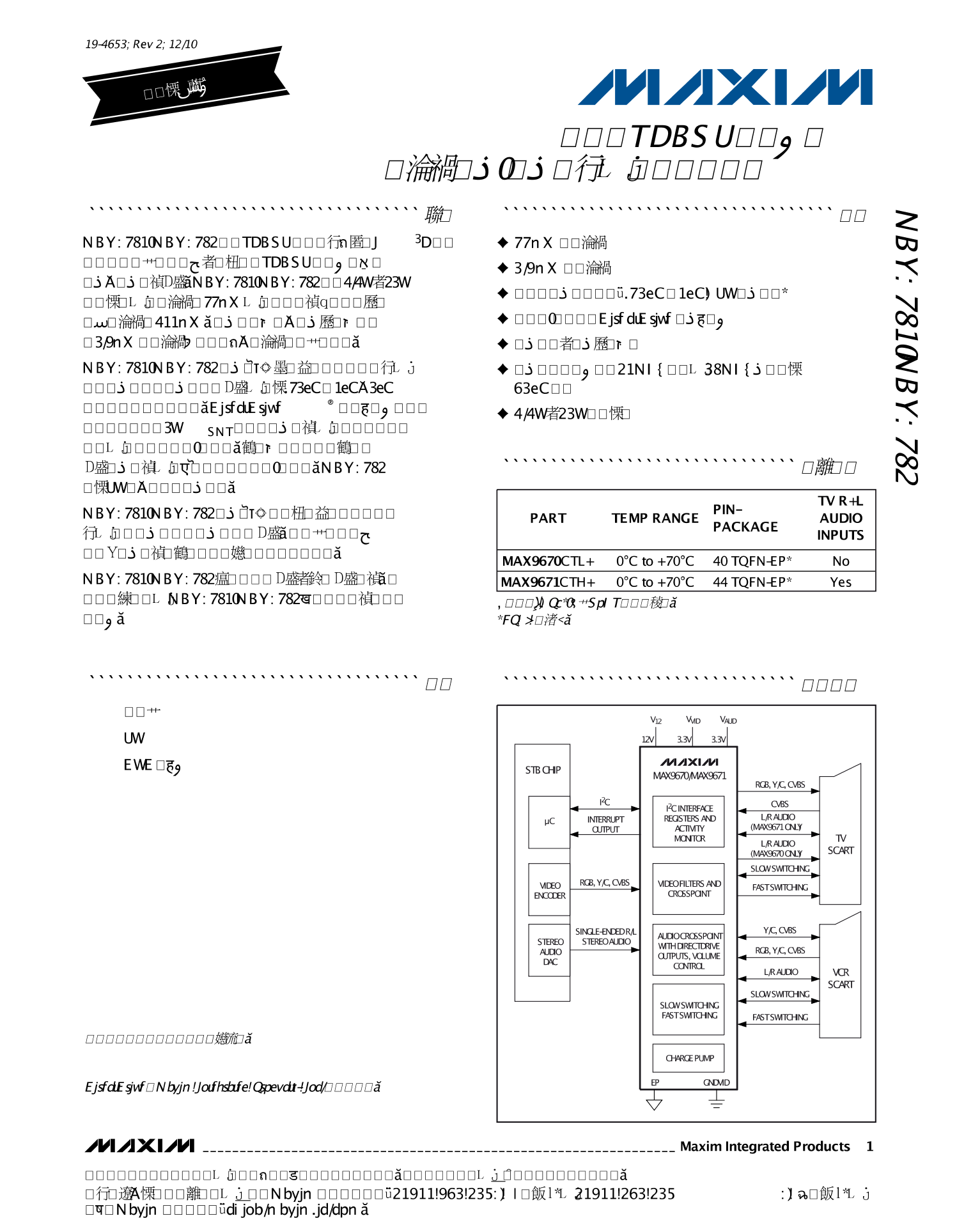 MAX96717FGTJ/VY+T_（MAXIM(美信)）MAX96717FGTJ/VY+T中文资料_价格_PDF手册-立创电子商城