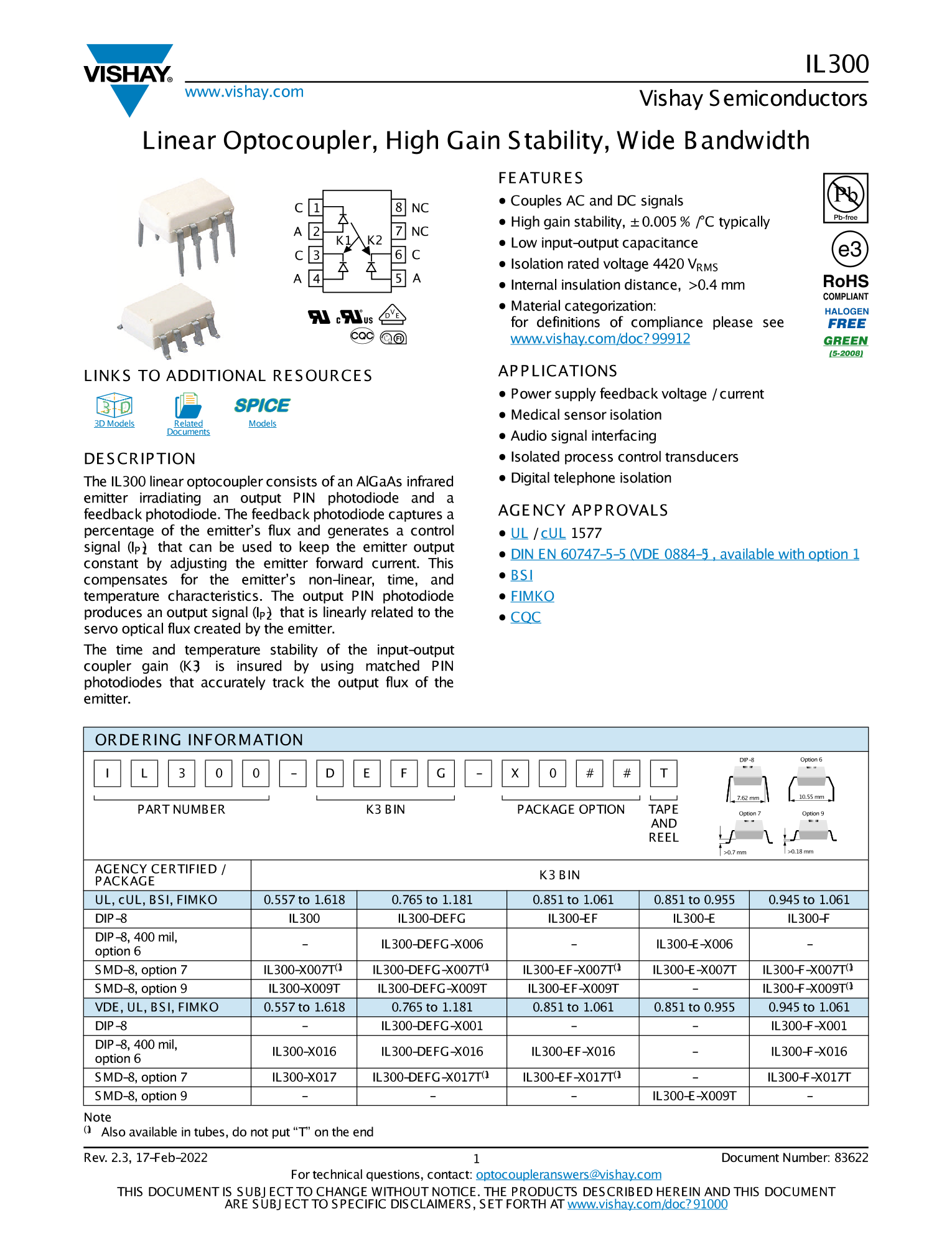 IL300-F-X007_（VISHAY(威世)）IL300-F-X007中文资料_价格_PDF手册-立创电子商城