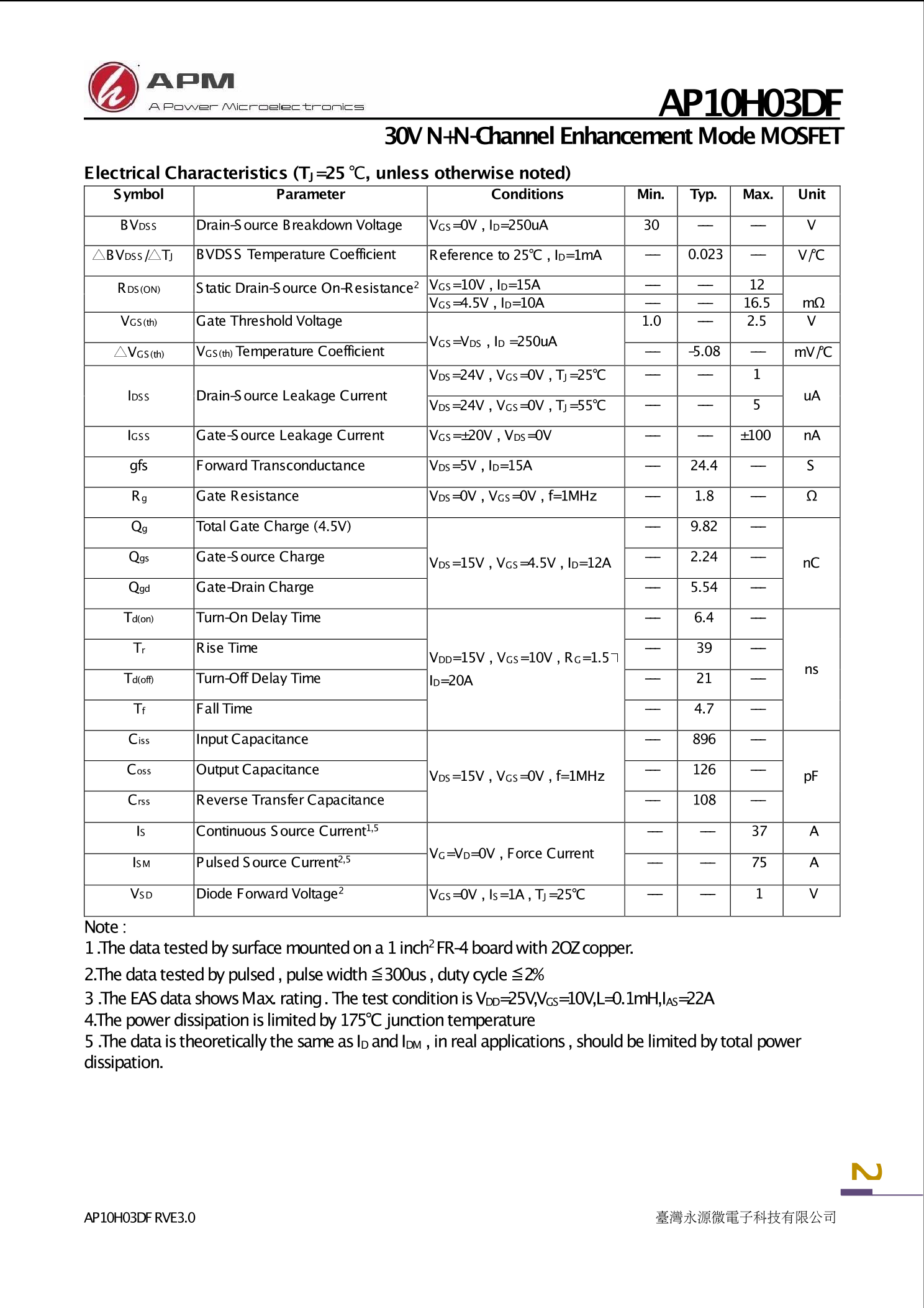 AP10H03DF-L_（APM(永源微电子)）AP10H03DF-L中文资料_价格_PDF手册-立创电子商城