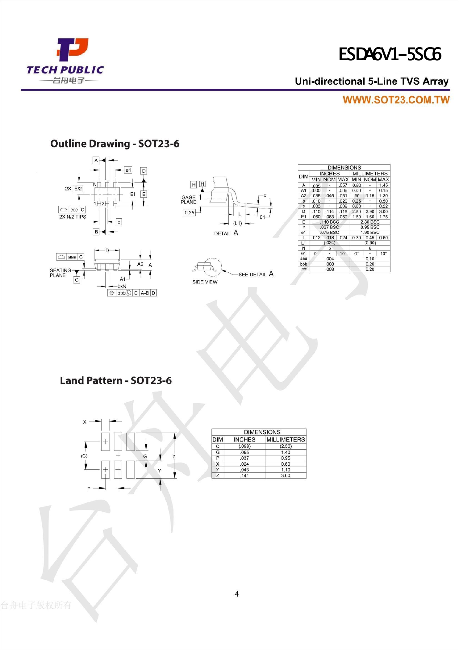 ESDA6V1-5SC6_（TECH PUBLIC(台舟)）ESDA6V1-5SC6中文资料_价格_PDF手册-立创电子商城