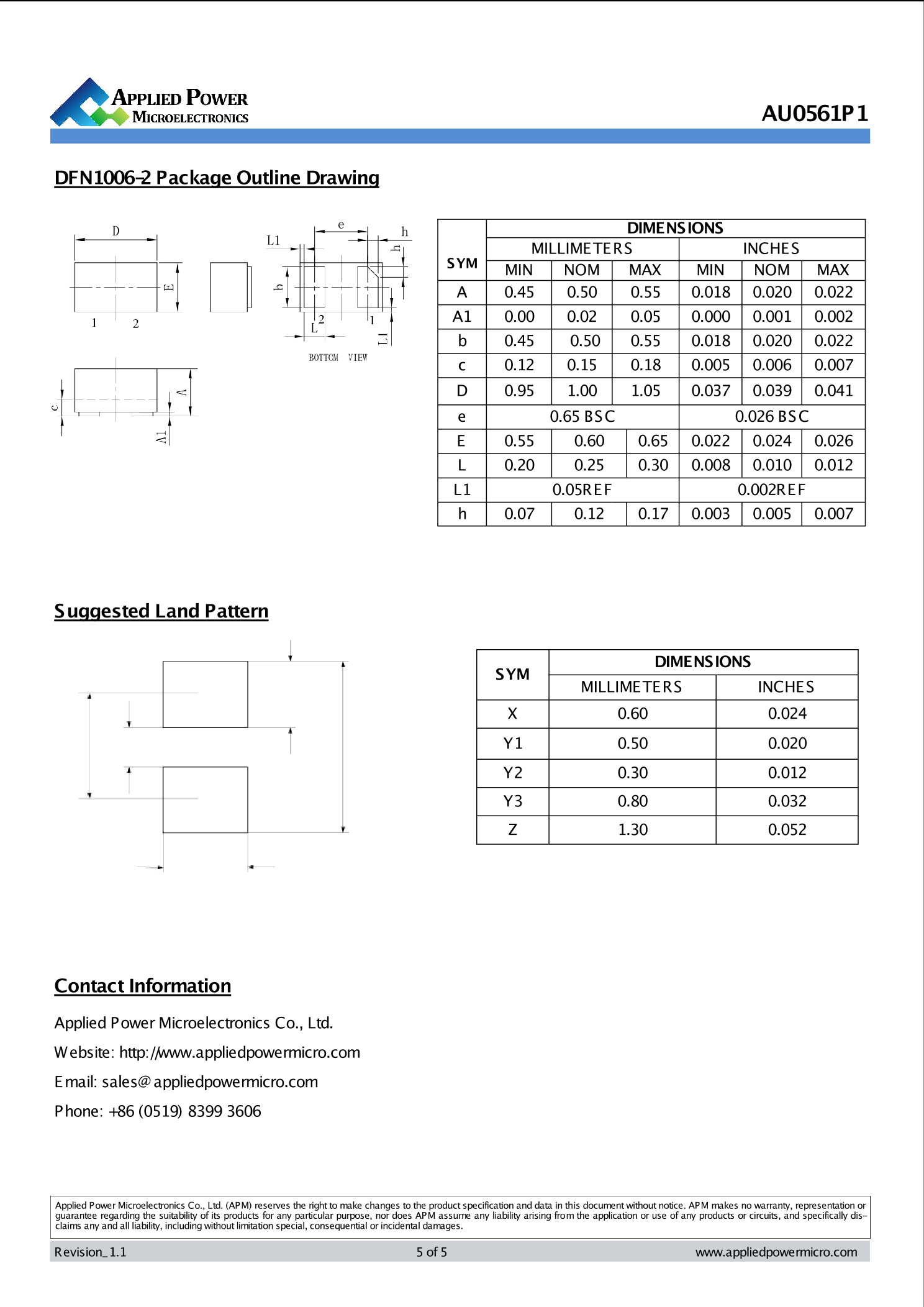 AU0561P1_（Applied Power(应能微)）AU0561P1中文资料_价格_PDF手册-立创电子商城