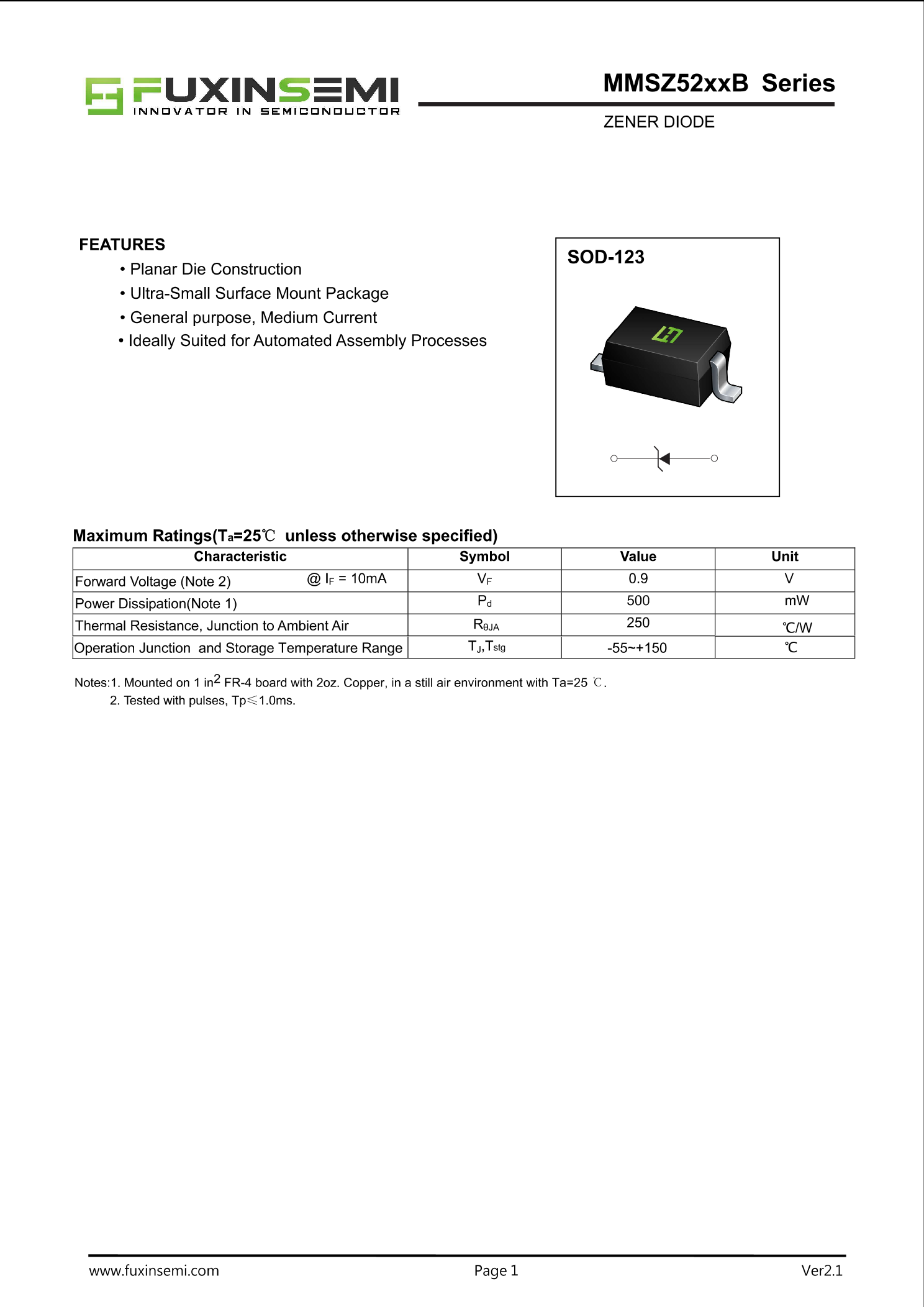 MMSZ5231B_（FUXINSEMI(富芯森美)）MMSZ5231B中文资料_价格_PDF手册-立创电子商城