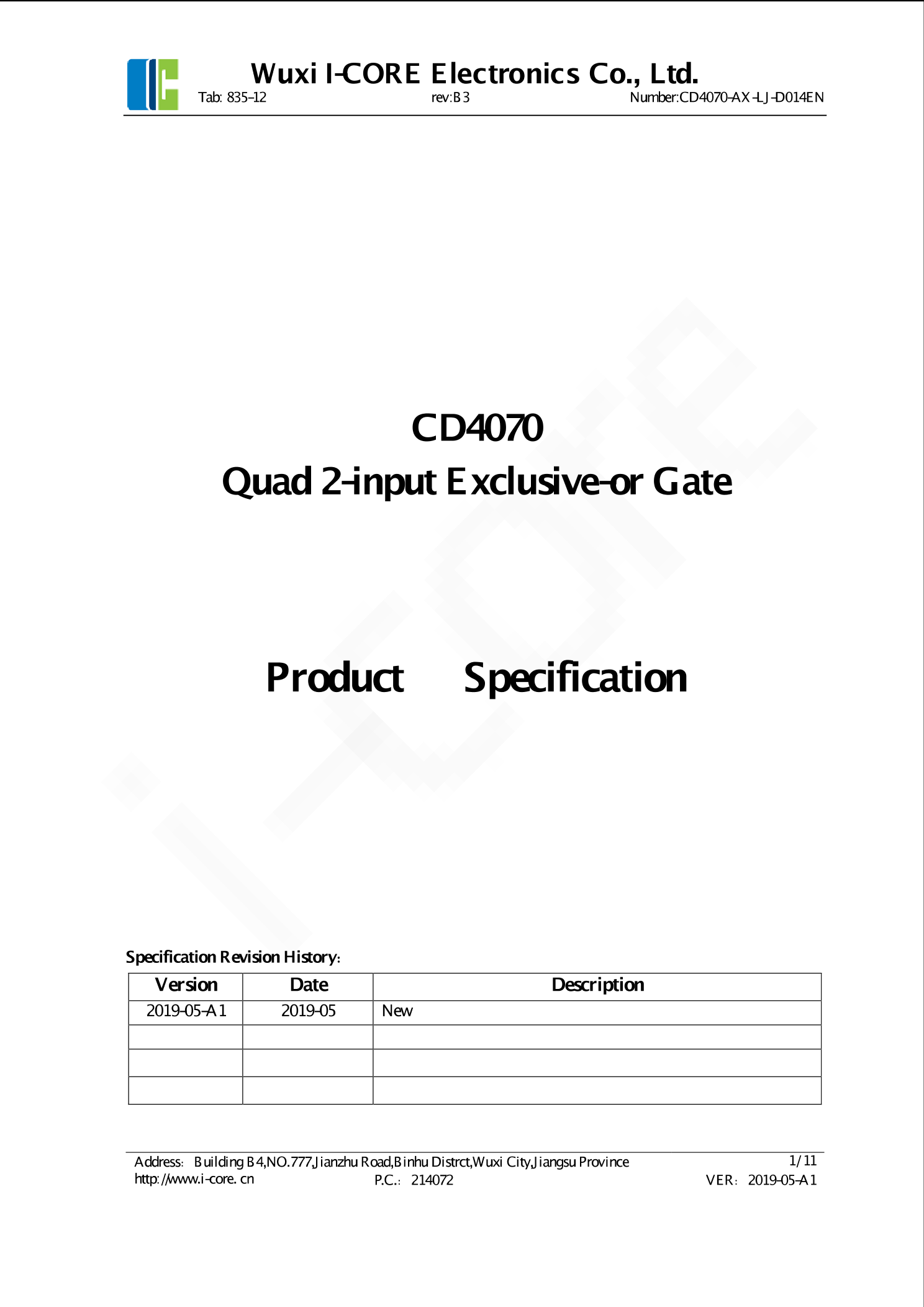 CD4070_（I-CORE(中微爱芯)）CD4070中文资料_价格_PDF手册-立创电子商城
