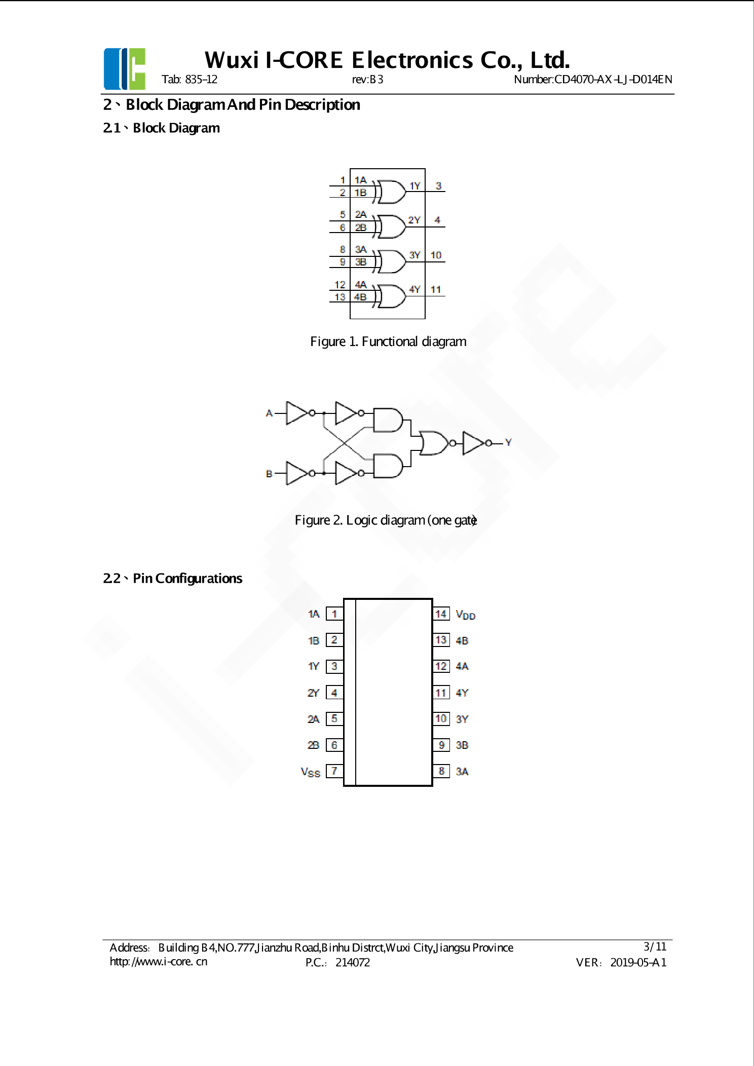 CD4070_（I-CORE(中微爱芯)）CD4070中文资料_价格_PDF手册-立创电子商城