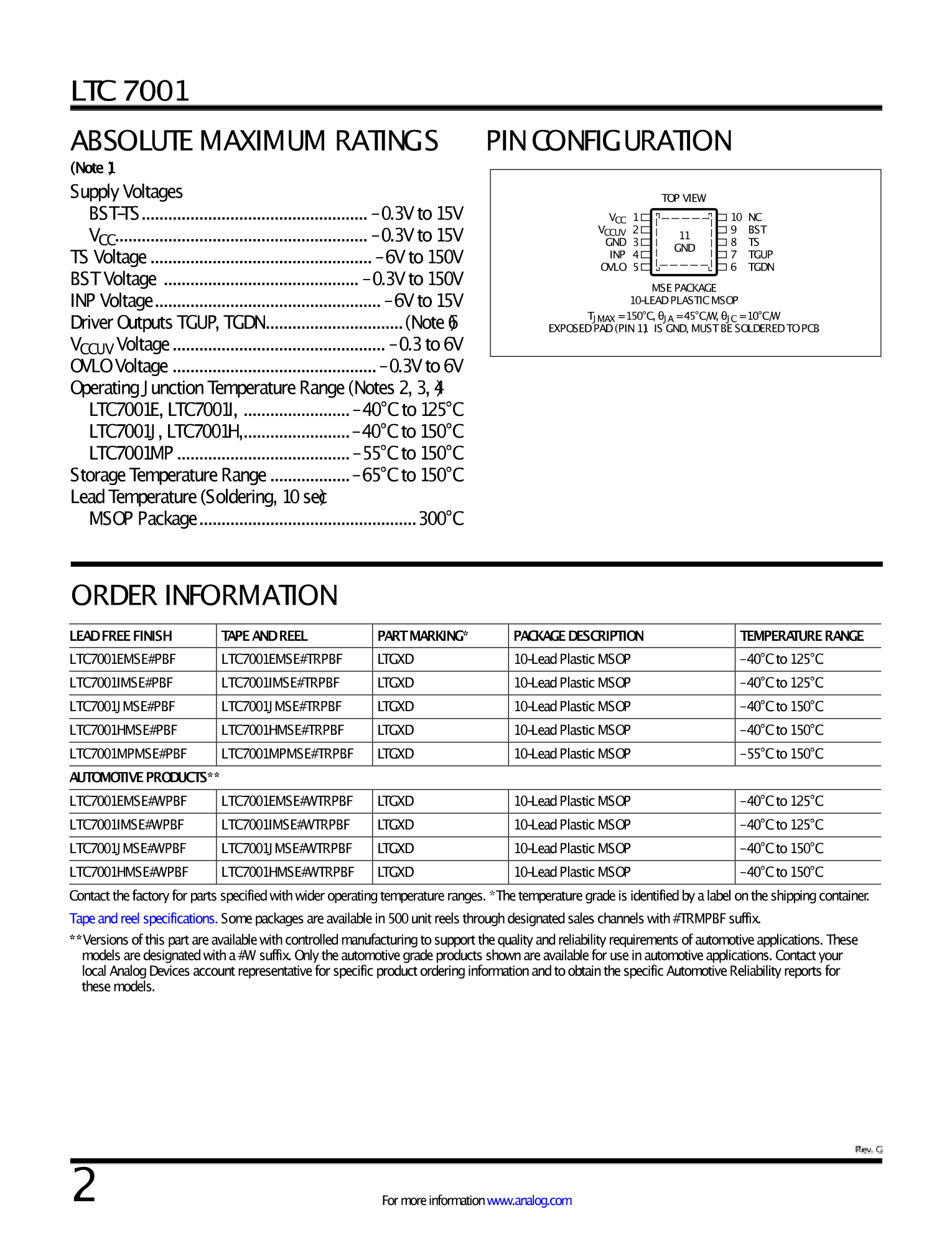 LTC7001IMSE#PBF_（ADI(亚德诺)/LINEAR(凌特)）LTC7001IMSE#PBF中文资料_价格_PDF手册-立创电子商城