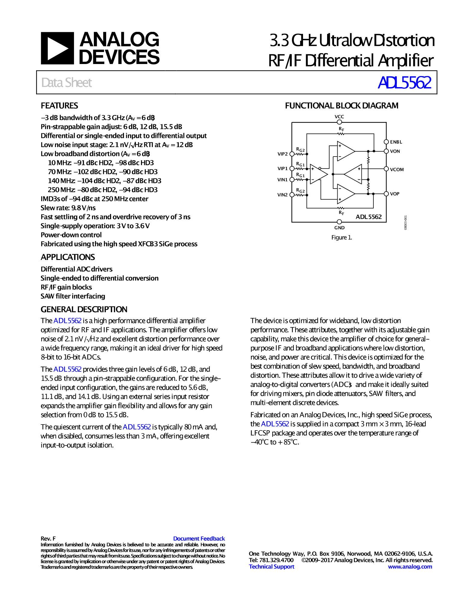 ADL5562ACPZ-R7_（ADI(亚德诺)/LINEAR(凌特)）ADL5562ACPZ-R7中文资料_价格_PDF手册-立创电子商城