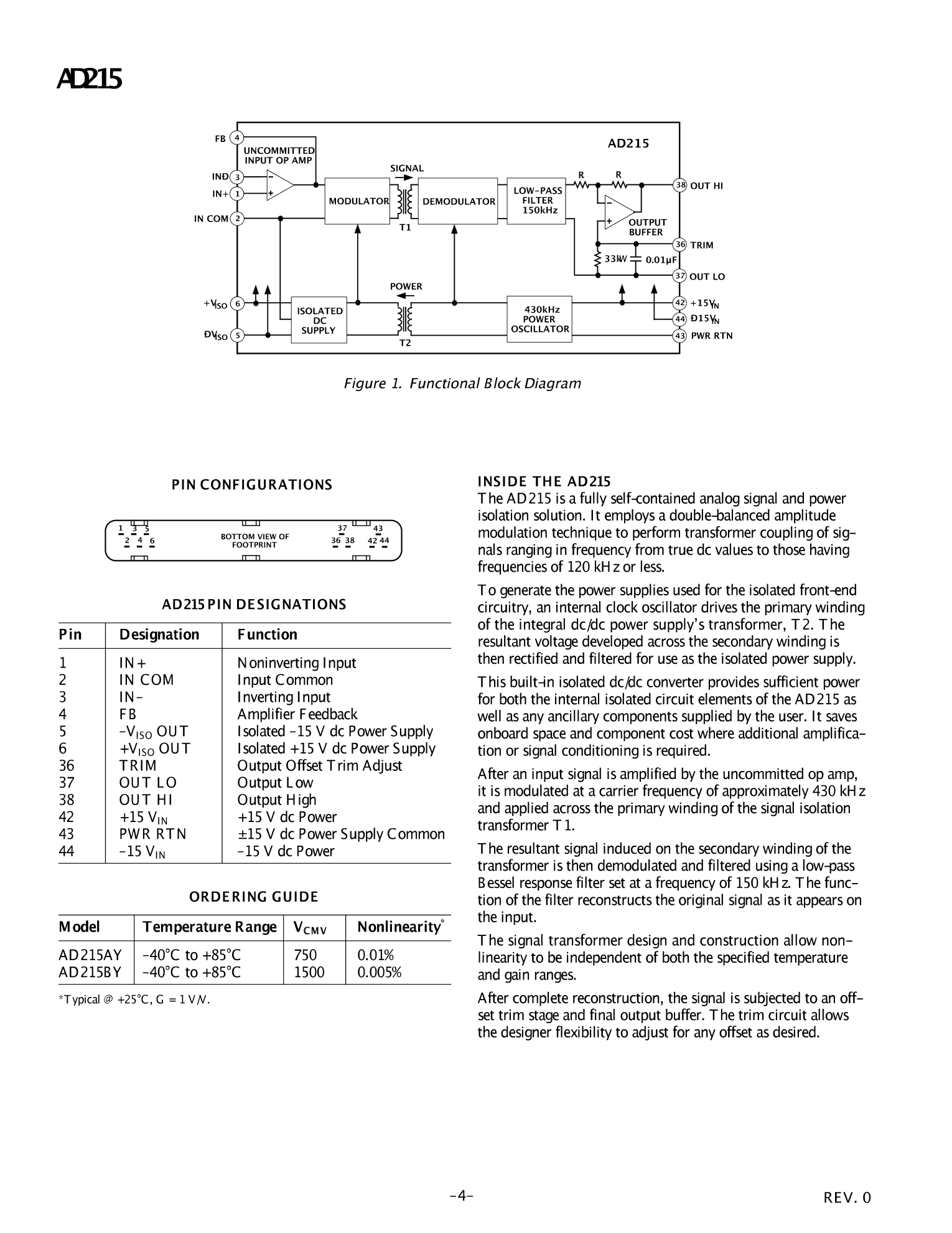 AD215AY_（ADI(亚德诺)/LINEAR(凌特)）AD215AY中文资料_价格_PDF手册-立创电子商城