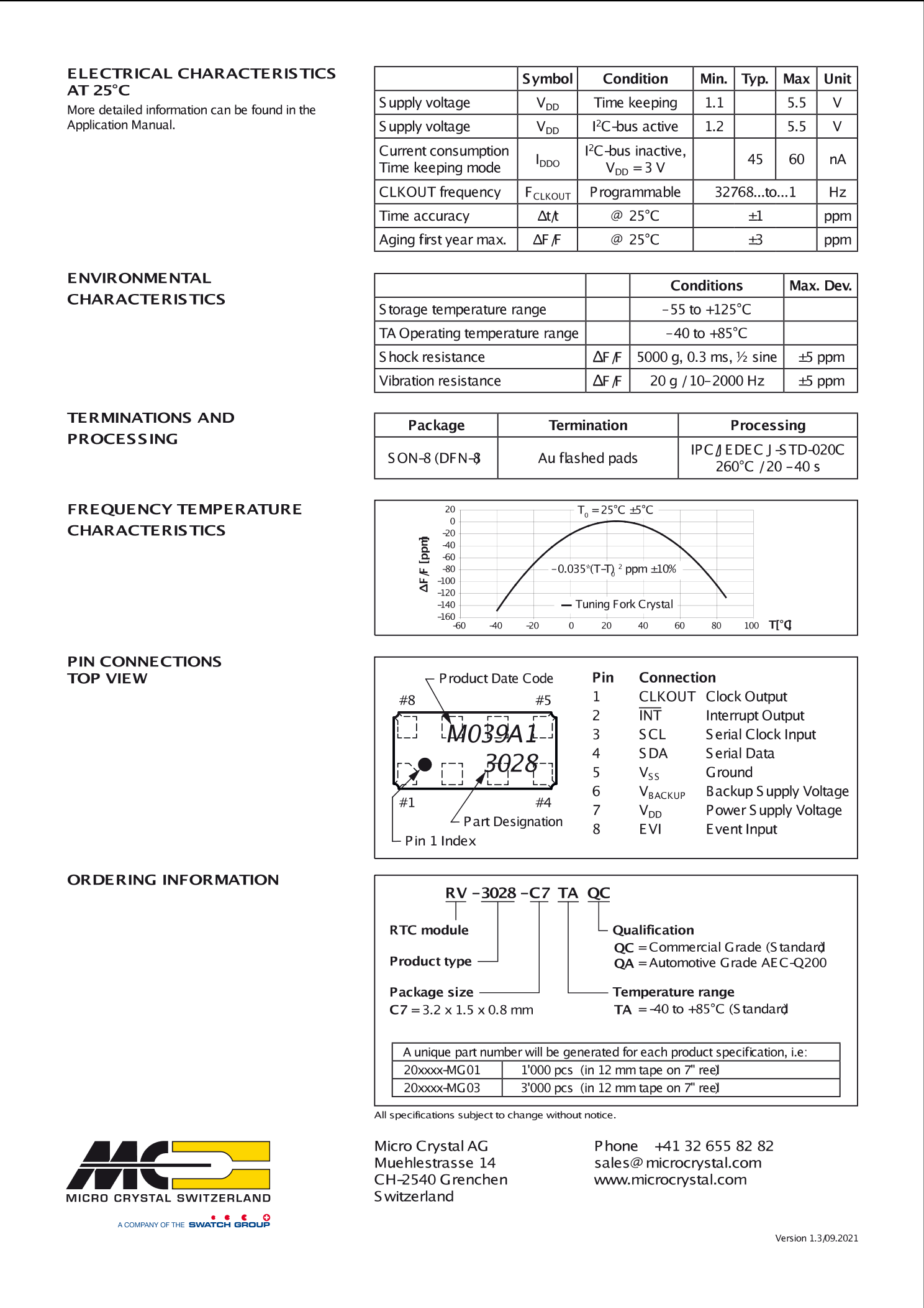 RV-3028-C7 32.768kHz 1ppm TA QC_（Micro Crystal(瑞士微晶)）RV-3028-C7 32 ...