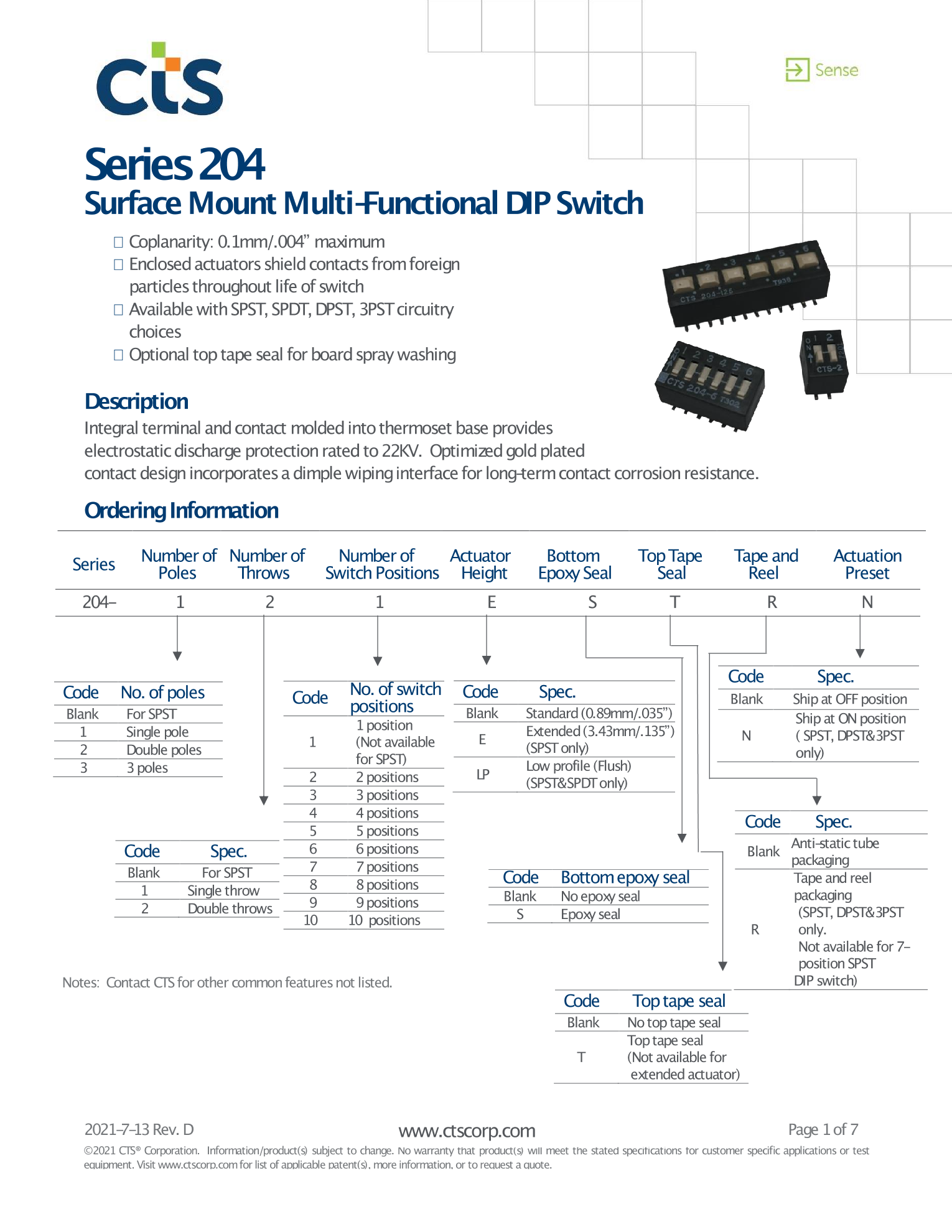 204-211ST_（CTS(西迪斯)）204-211ST中文资料_价格_PDF手册-立创电子商城