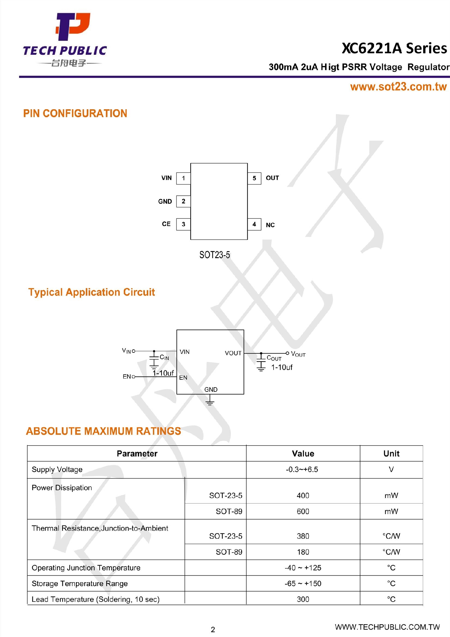 XC6221A332MR_（TECH PUBLIC(台舟)）XC6221A332MR中文资料_价格_PDF手册-立创电子商城