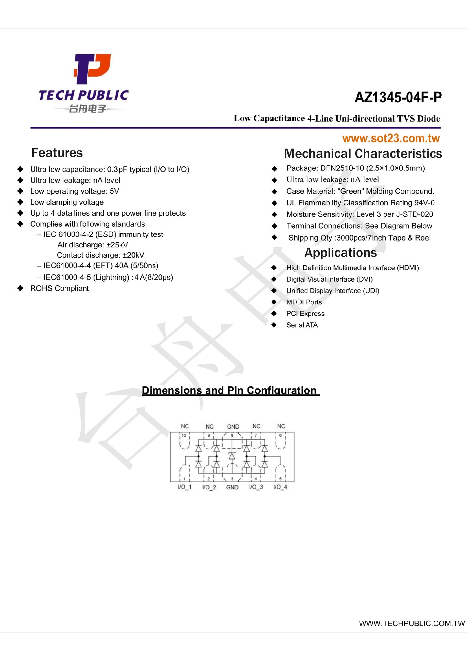 AZ1345-04F-P_（TECH PUBLIC(台舟)）AZ1345-04F-P中文资料_价格_PDF手册-立创电子商城
