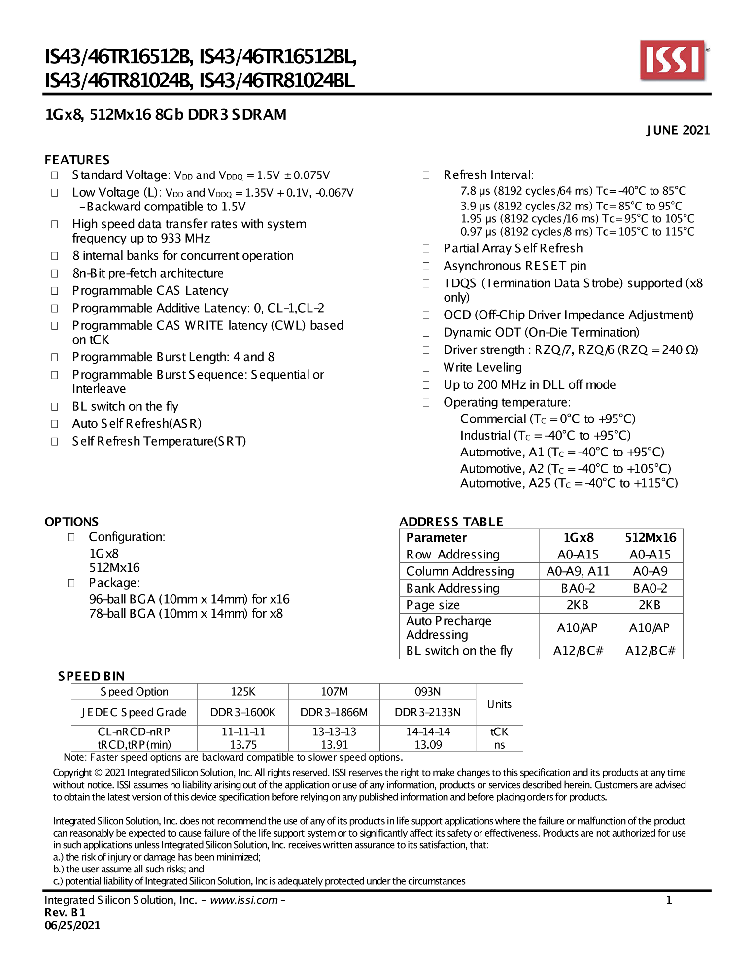 IS43TR16512BL-125KBLI_（ISSI(美国芯成)）IS43TR16512BL-125KBLI中文资料_价格_PDF手册-立创电子商城