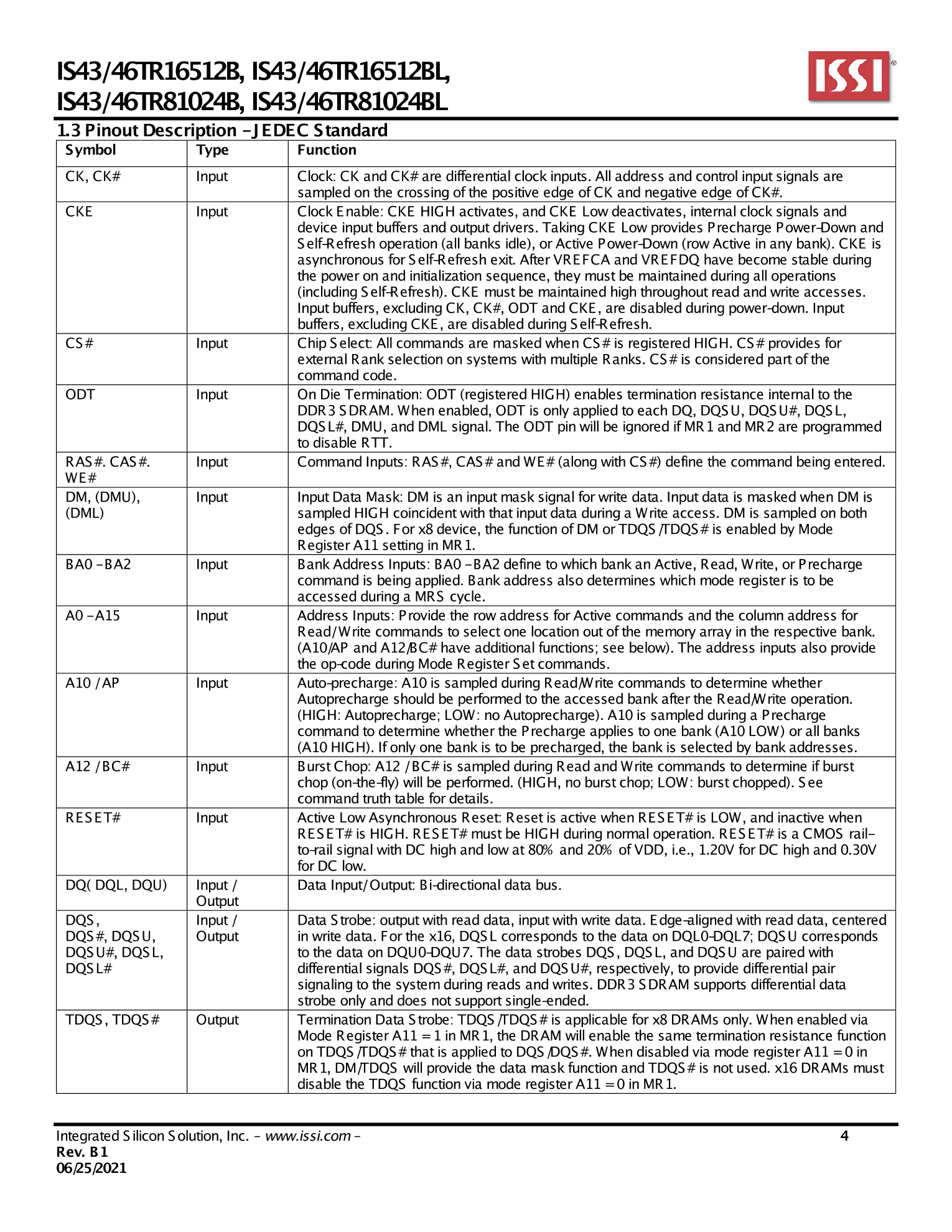 IS43TR16512BL-125KBLI_（ISSI(美国芯成)）IS43TR16512BL-125KBLI中文资料_价格_PDF手册-立创电子商城