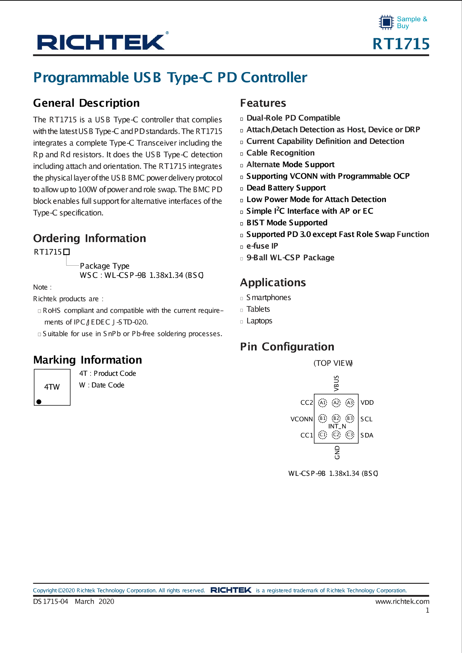 RT1715WSC_（RICHTEK(立锜)）RT1715WSC中文资料_价格_PDF手册-立创电子商城