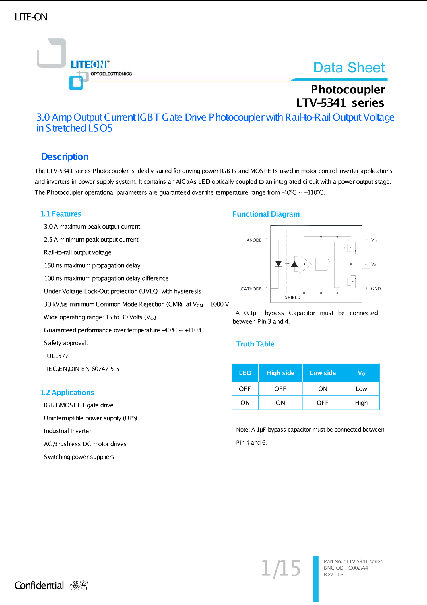 LTV-5341-TP1_（LITEON(光宝)）LTV-5341-TP1中文资料_价格_PDF手册-立创电子商城