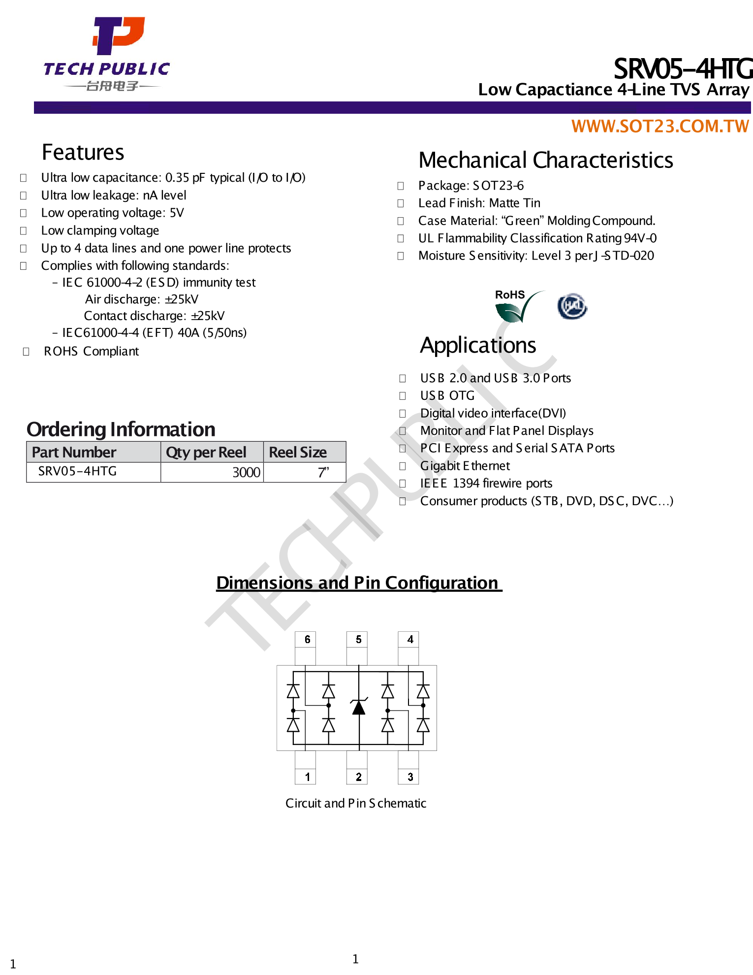 SRV05-4HTG_（TECH PUBLIC(台舟)）SRV05-4HTG中文资料_价格_PDF手册-立创电子商城