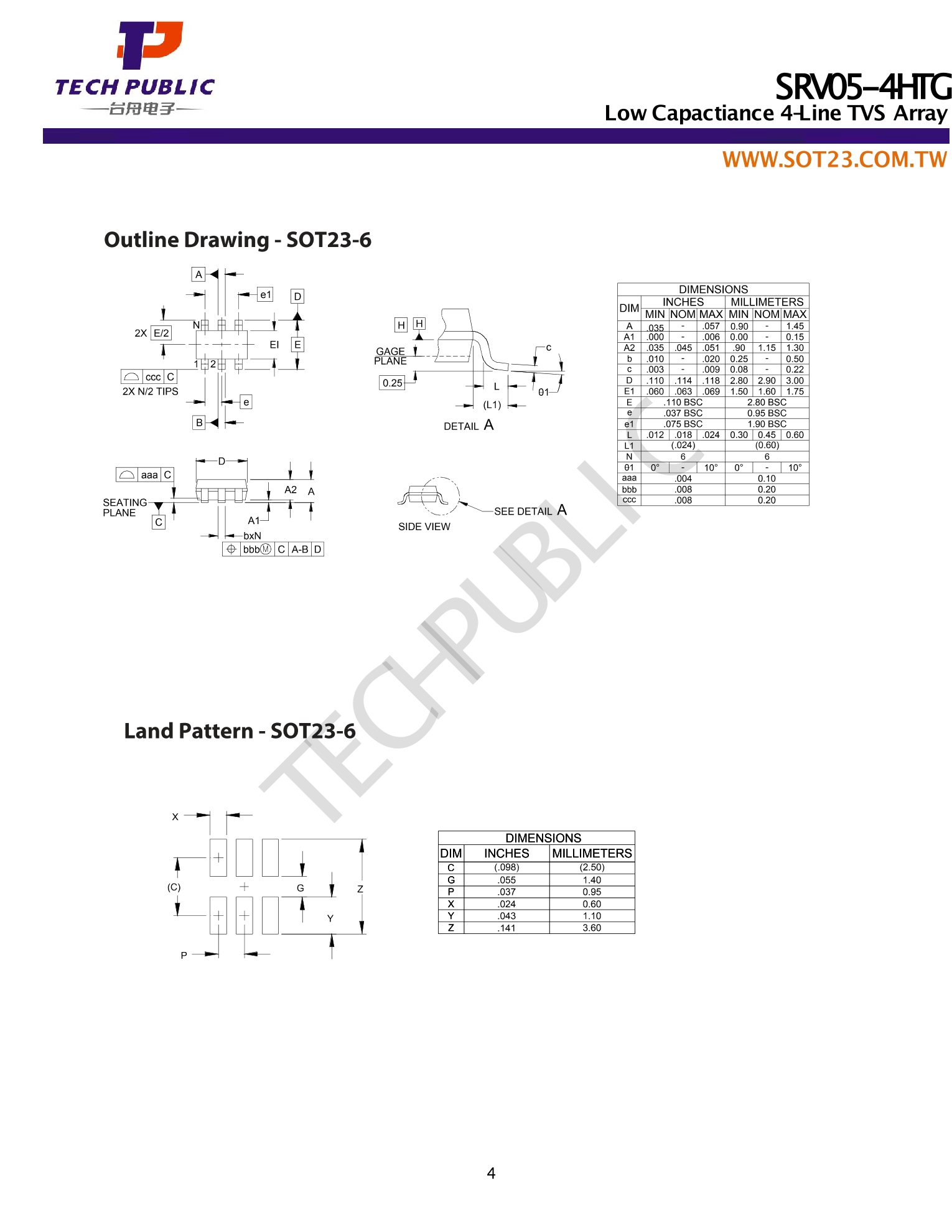 SRV05-4HTG_（TECH PUBLIC(台舟)）SRV05-4HTG中文资料_价格_PDF手册-立创电子商城