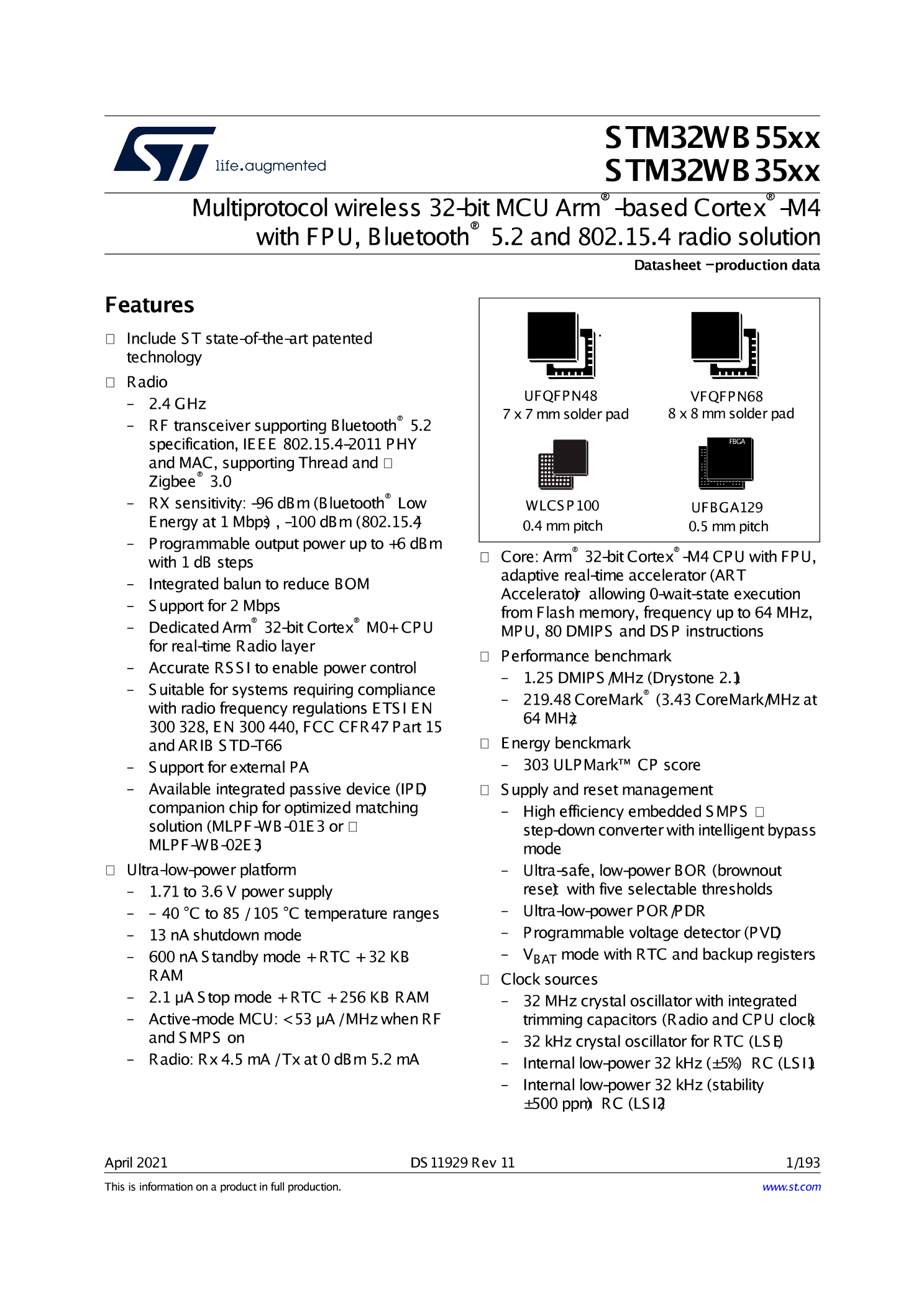 STM32WB55CGU6_（ST(意法半导体)）STM32WB55CGU6中文资料_价格_PDF手册-立创电子商城