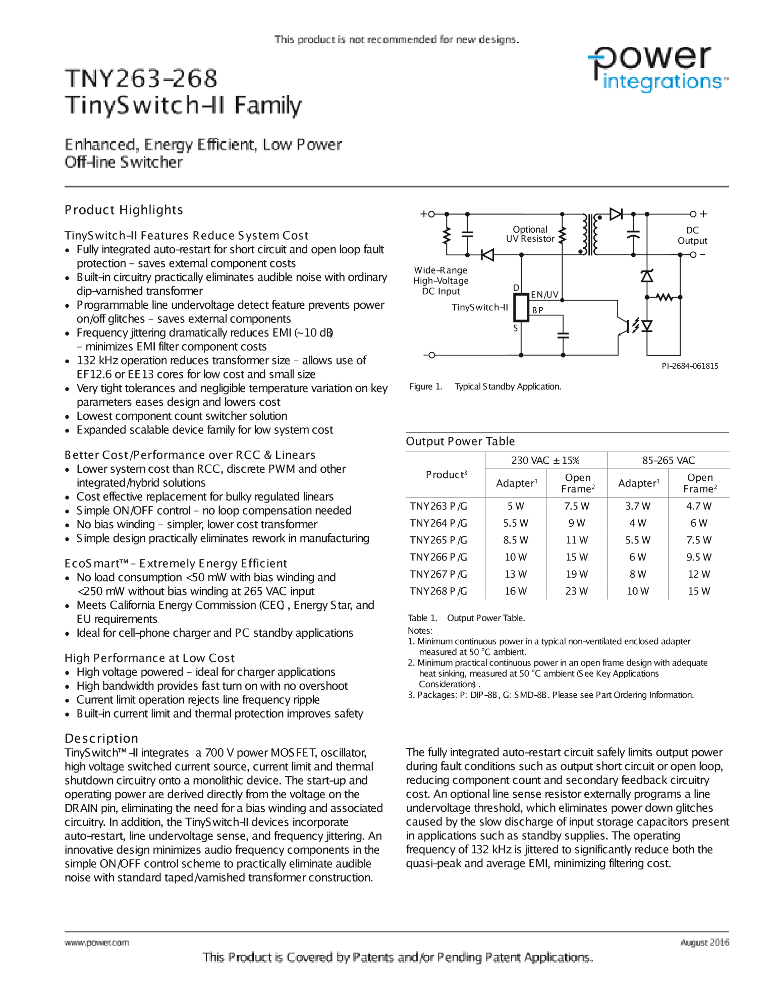 TNY264GN-TL_（Power Integrations(帕沃英蒂格盛)）TNY264GN-TL中文资料_价格_PDF手册-立创电子商城