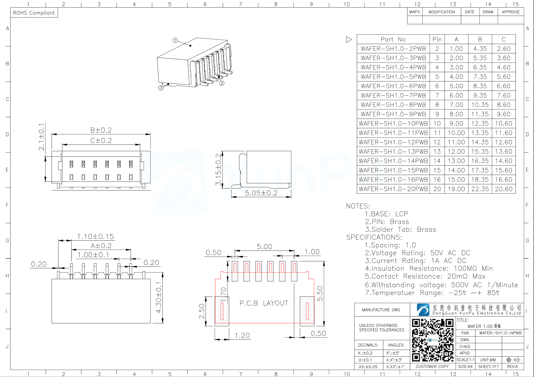 WAFER-SH1.0-6PWB_（XUNPU(讯普)）WAFER-SH1.0-6PWB中文资料_价格_PDF手册-立创电子商城