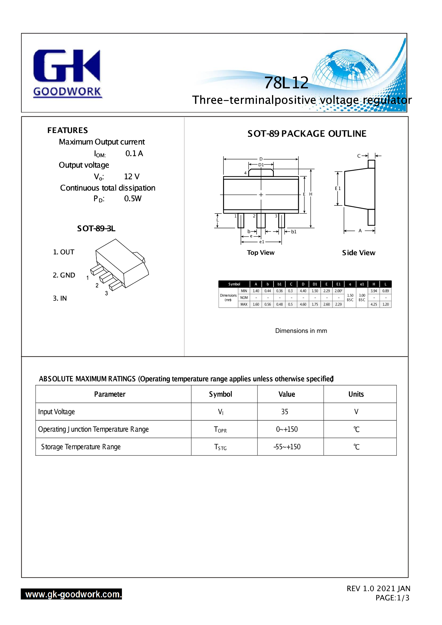 78L12_（GOODWORK(固得沃克)）78L12中文资料_价格_PDF手册-立创电子商城