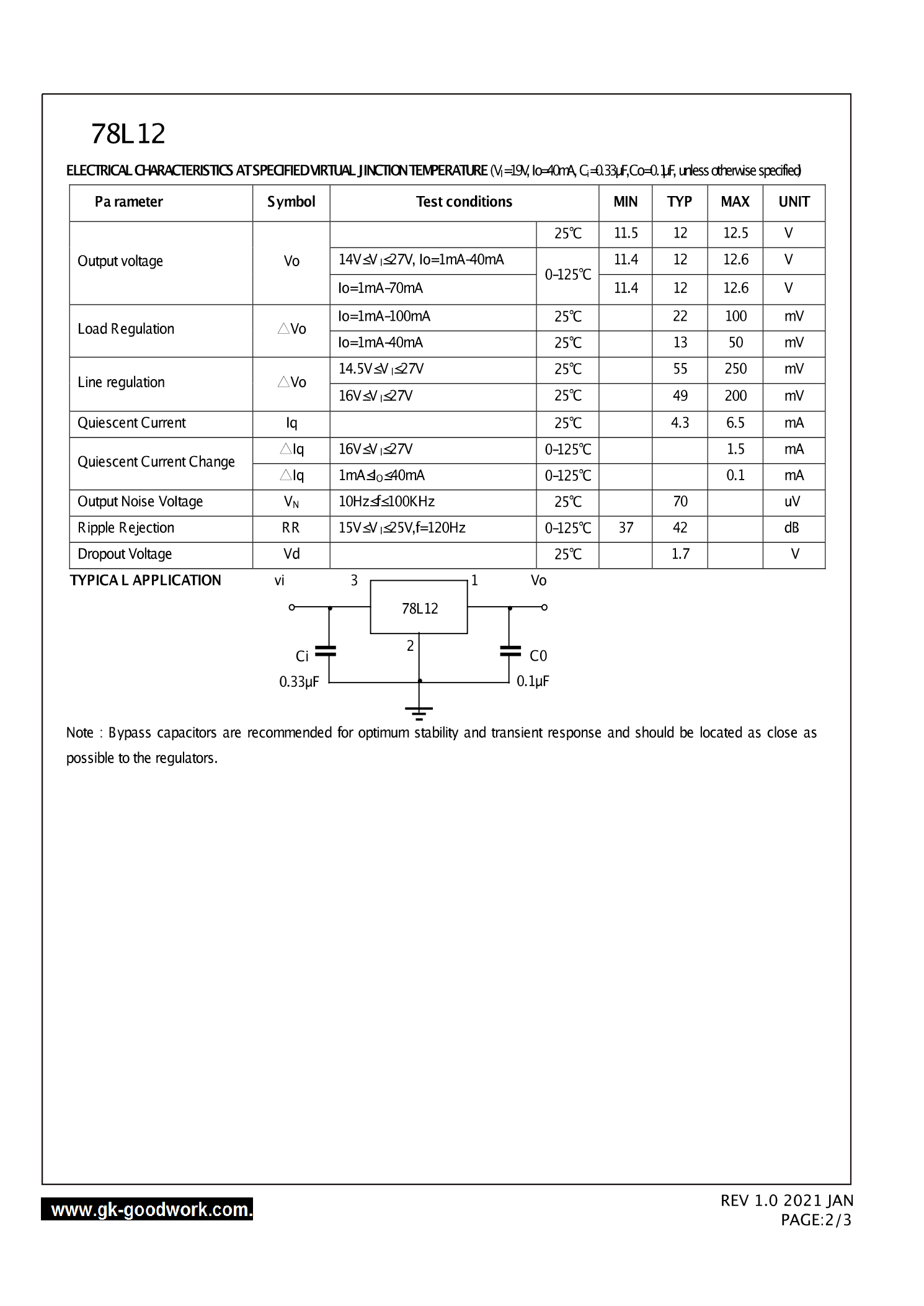 78L12_（GOODWORK(固得沃克)）78L12中文资料_价格_PDF手册-立创电子商城