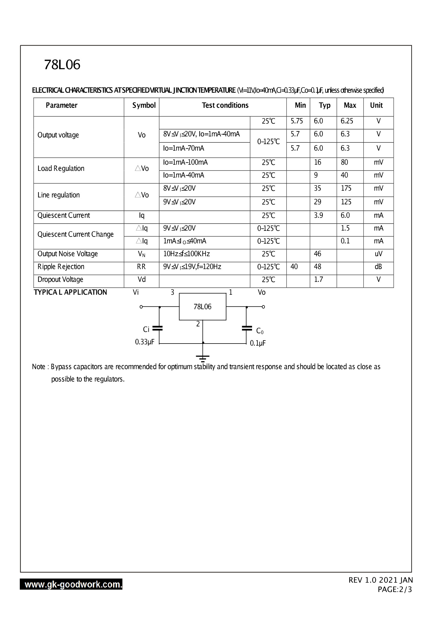 78L06_（GOODWORK(固得沃克)）78L06中文资料_价格_PDF手册-立创电子商城