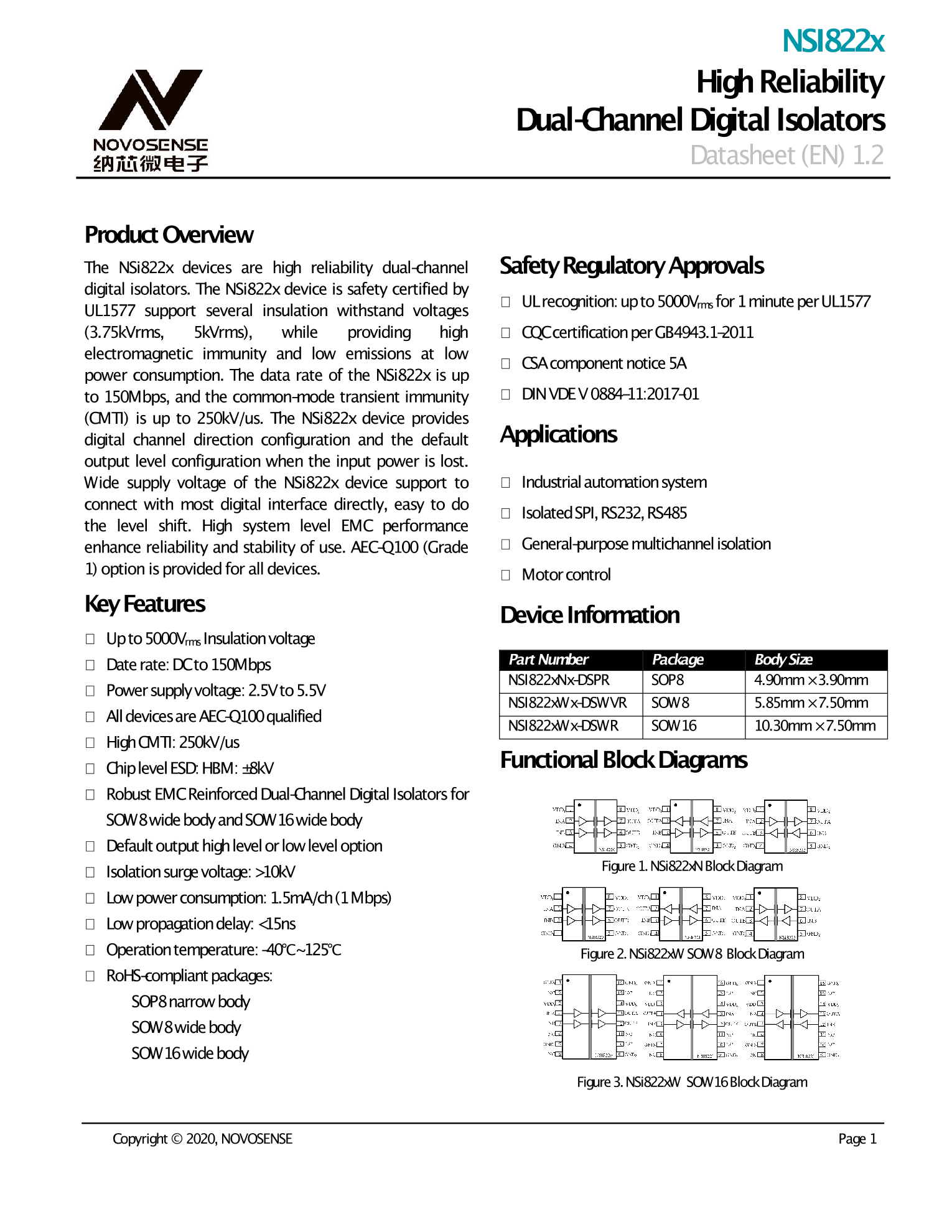 NSI8221N0-DSPR_（NOVOSENSE(纳芯微)）NSI8221N0-DSPR中文资料_价格_PDF手册-立创电子商城