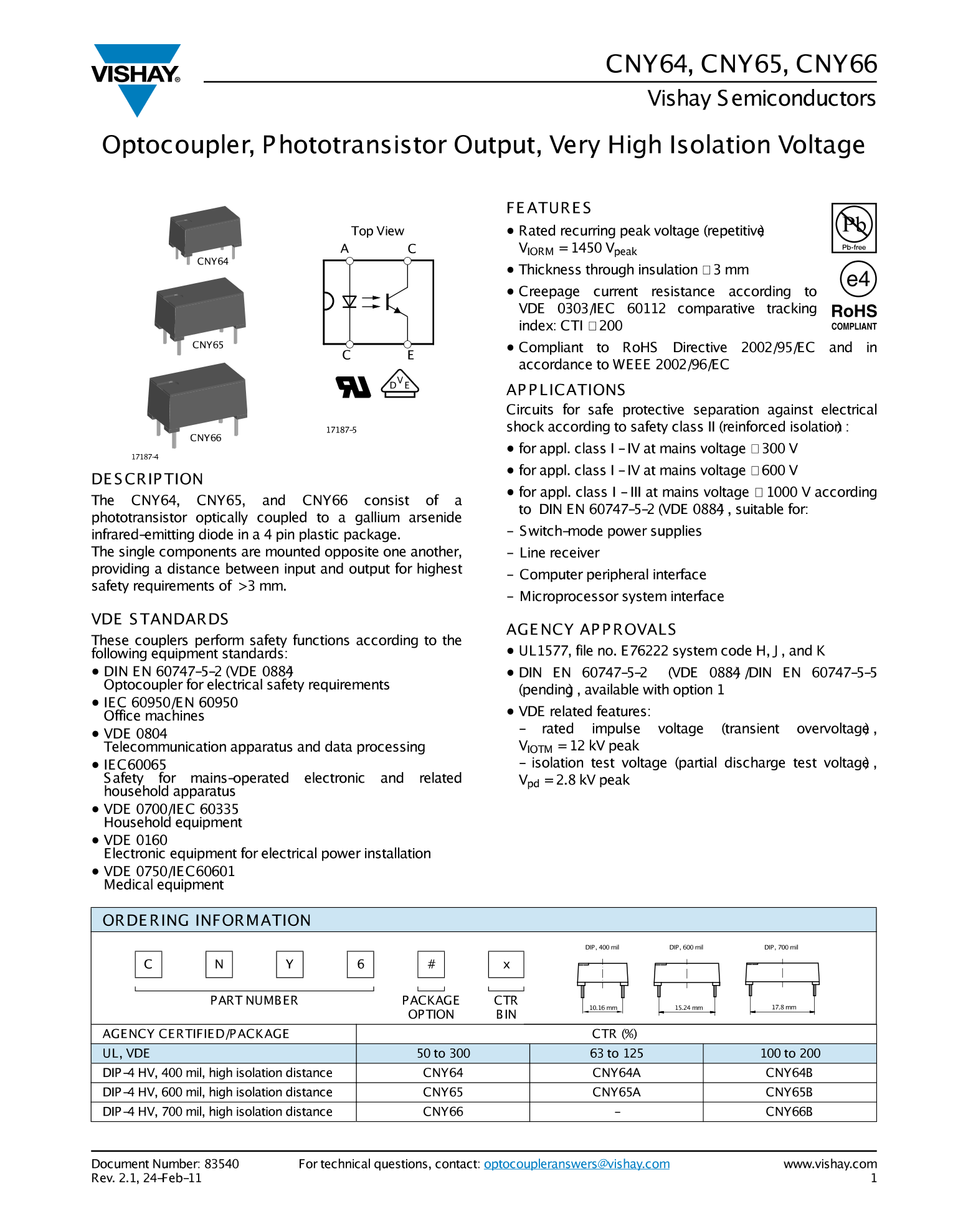 CNY65A_（VISHAY(威世)）CNY65A中文资料_价格_PDF手册-立创电子商城