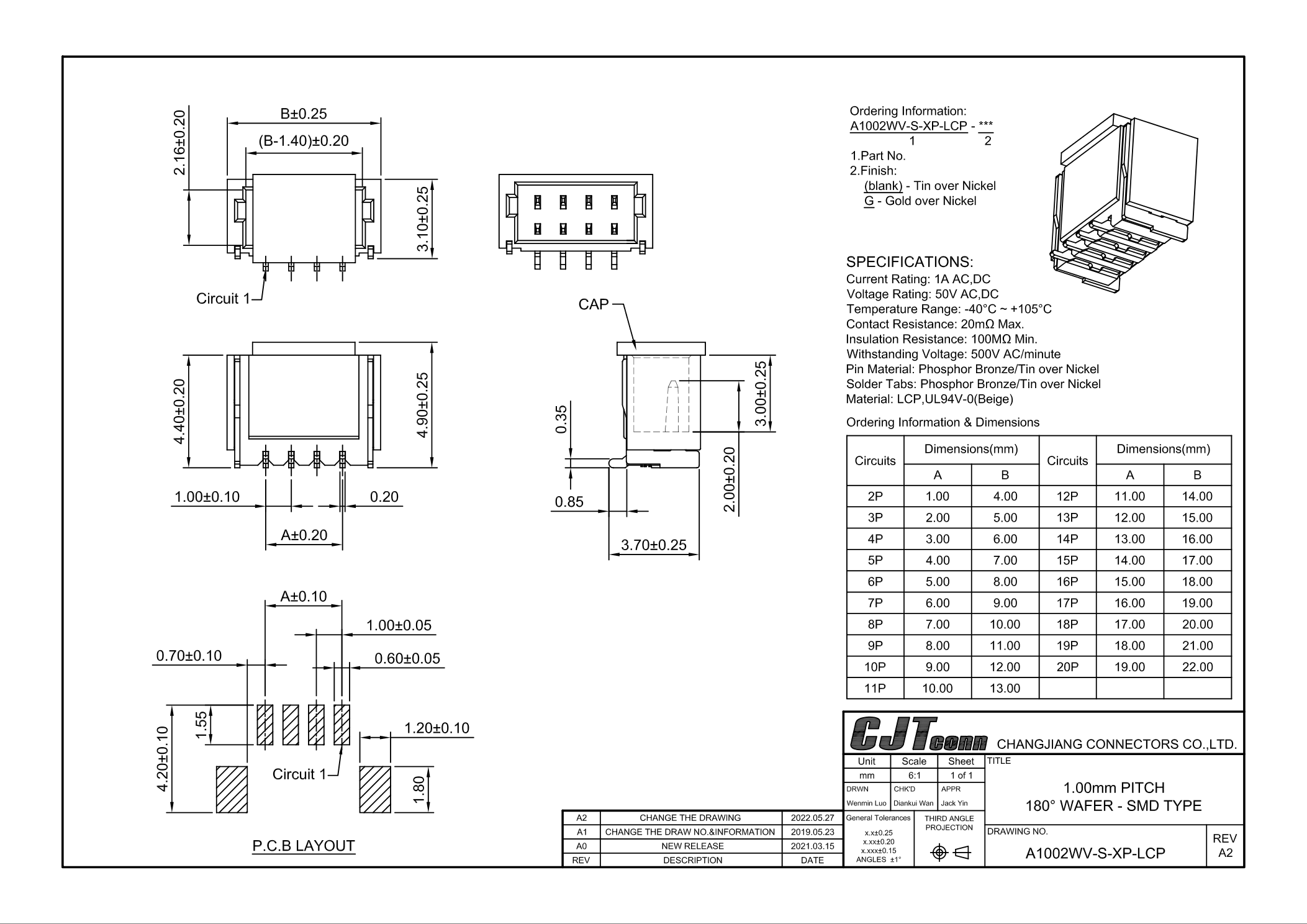 A1002WV-S-8P_（CJT(长江连接器)）A1002WV-S-8P中文资料_价格_PDF手册-立创电子商城