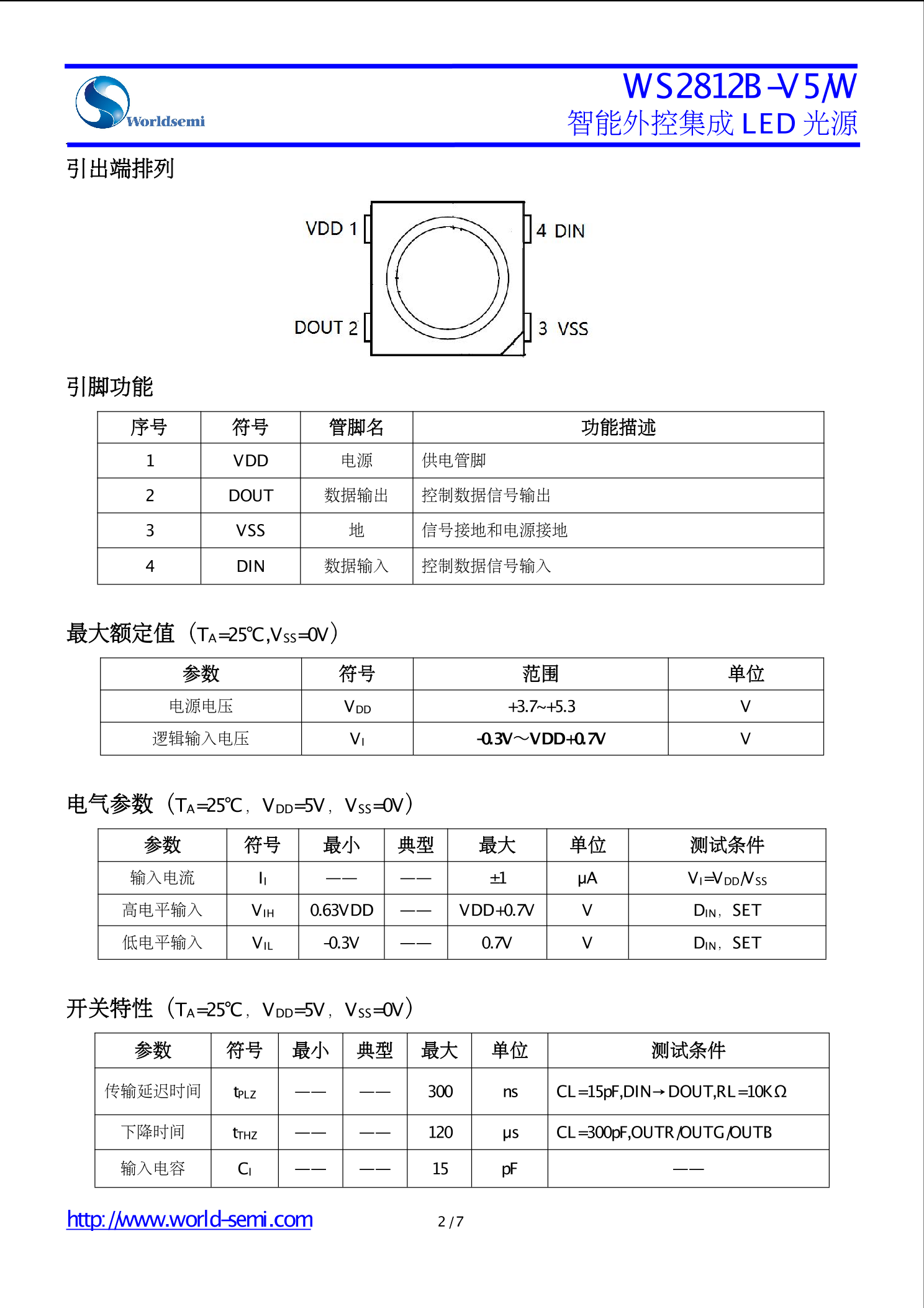 WS2812B-V5/W_（worldsemi）WS2812B-V5/W中文资料_价格_PDF手册-立创电子商城