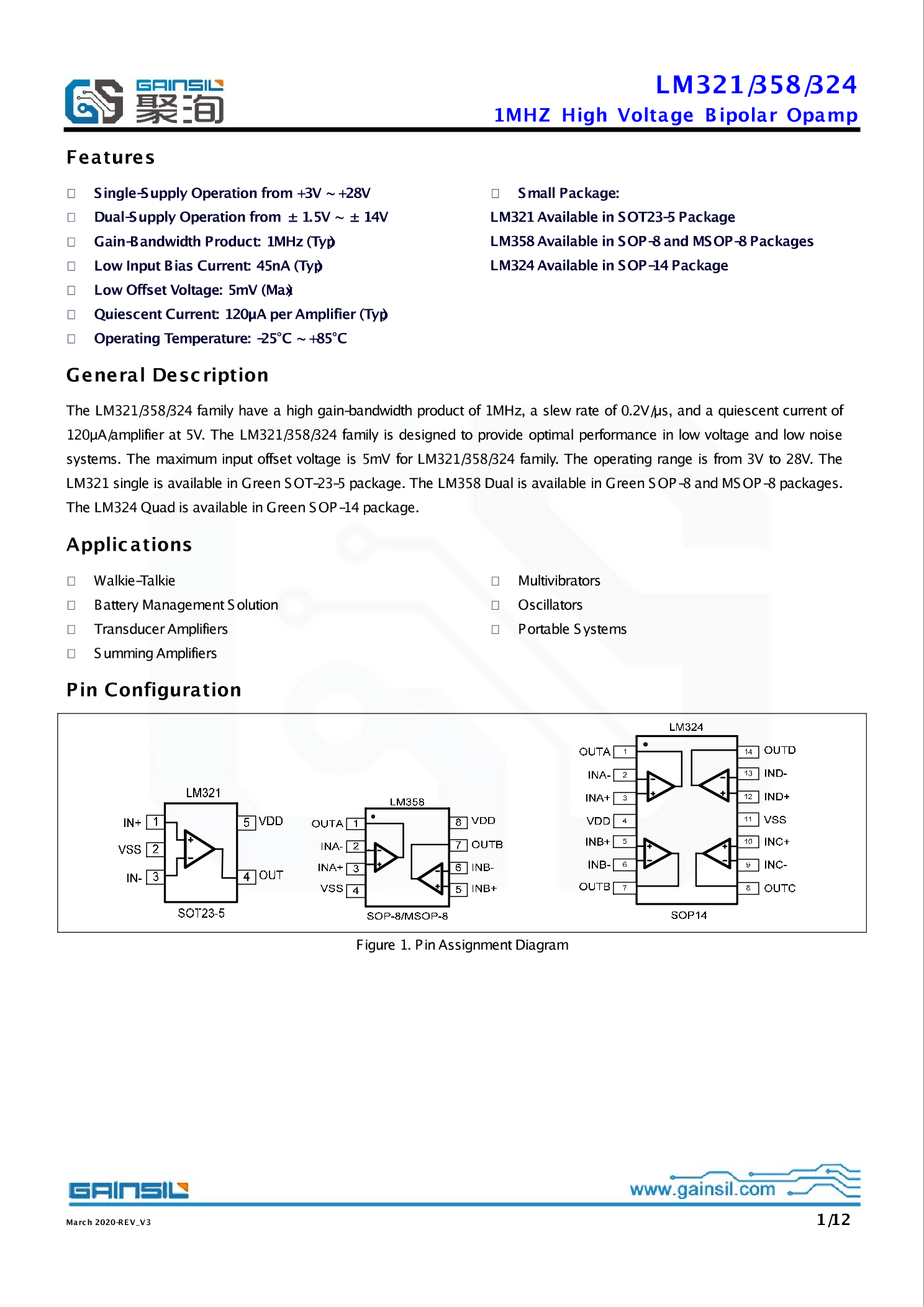 LM321-TR_（Gainsil(聚洵)）LM321-TR中文资料_价格_PDF手册-立创电子商城