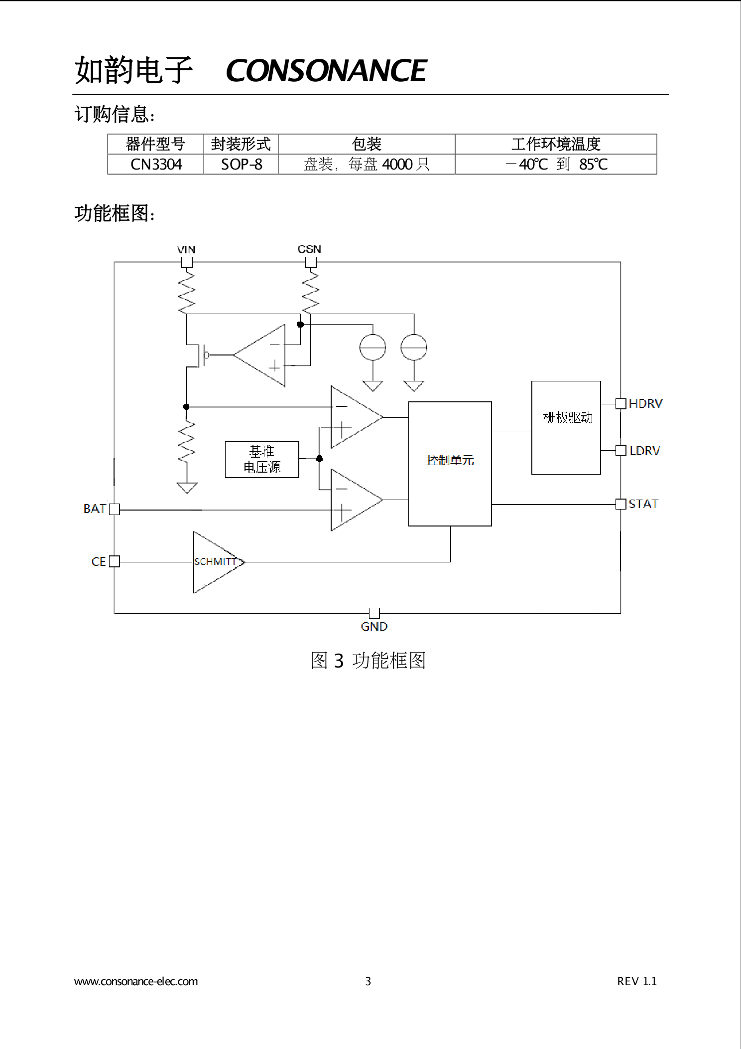 CN3304_（CONSONANCE(上海如韵)）CN3304中文资料_价格_PDF手册-立创电子商城