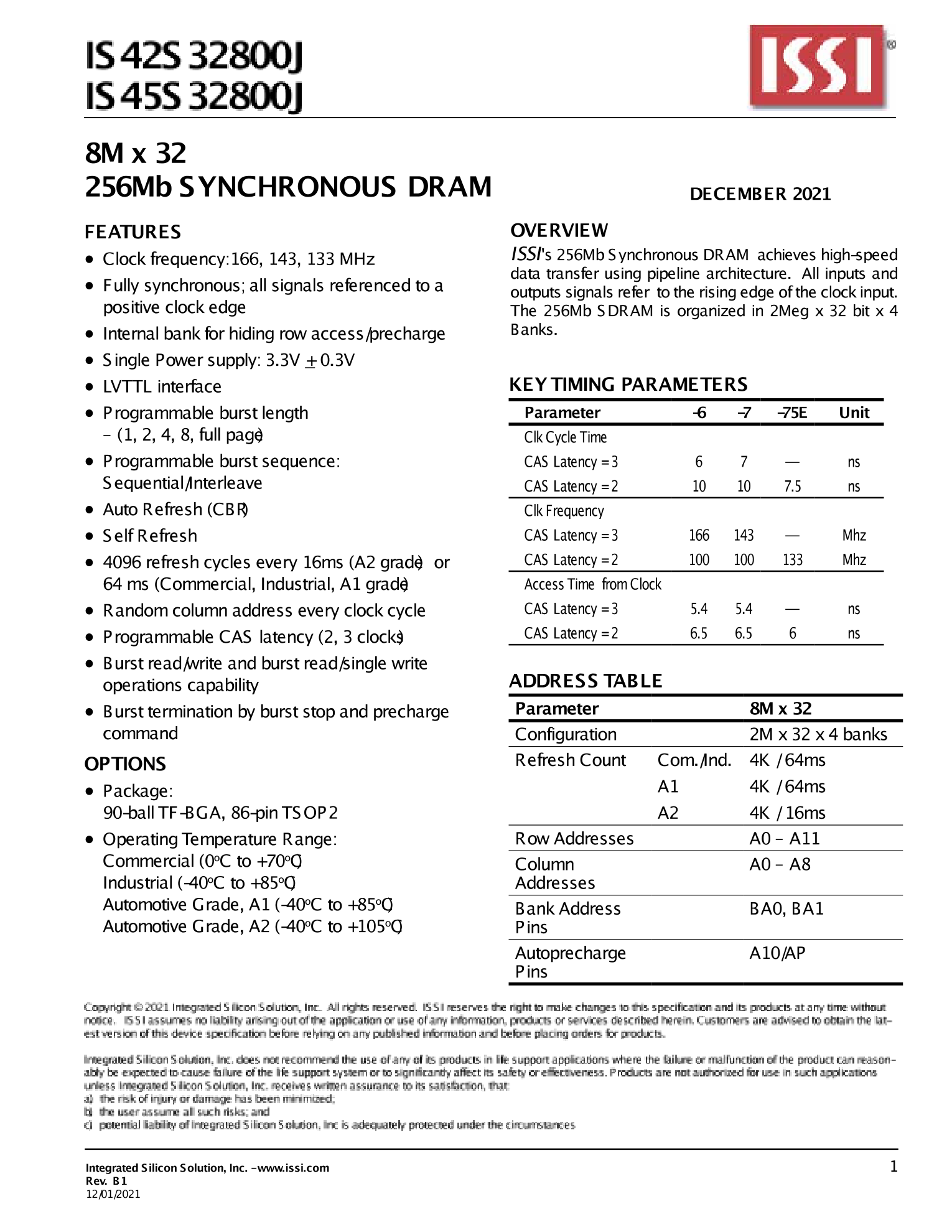 IS42S32800J-7TLI_（ISSI(美国芯成)）IS42S32800J-7TLI中文资料_价格_PDF手册-立创电子商城